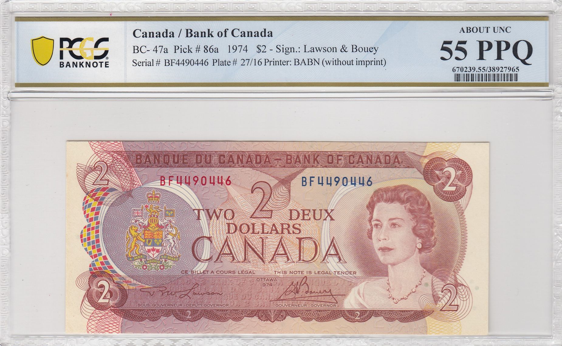 PCGS Certificate Verification Banknote Details for Cert #38927965
