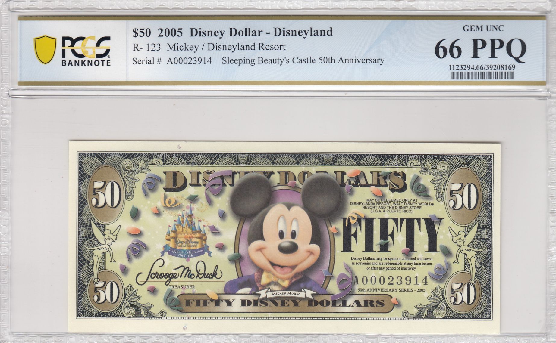 R- 123 2005 $50 Disneyland Disney Dollar Mickey / Disneyland Resort ...