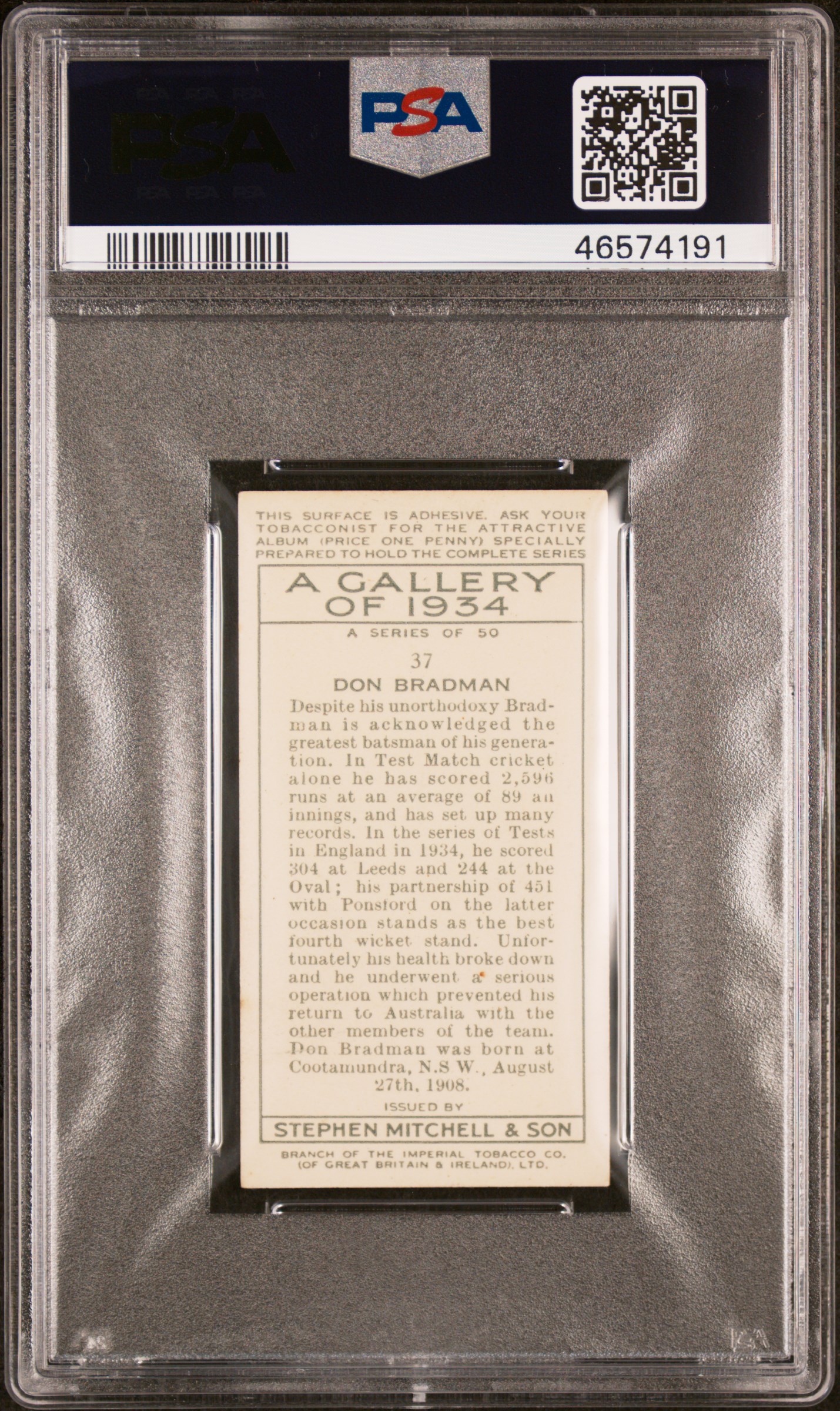 Misc Sports - Donald (Don) Bradman Master Set - Cricket: Kenrich Co's ...