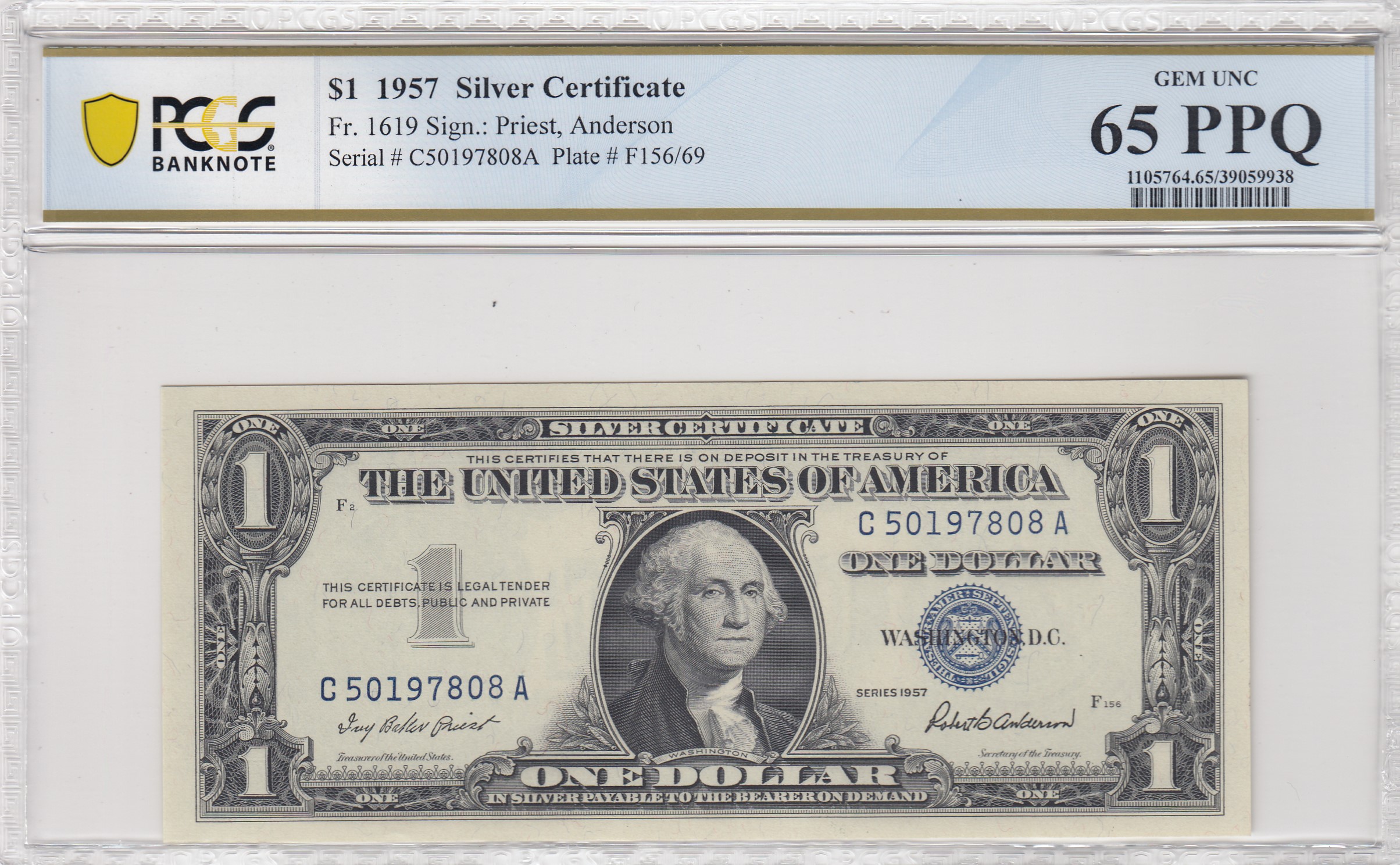 PCGS Certificate Verification Banknote Details for Cert #39059938
