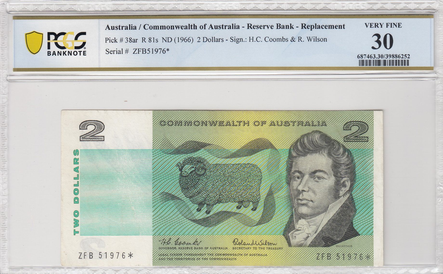 PCGS Certificate Verification Banknote Details for Cert #39886252