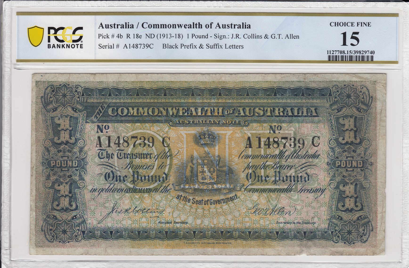 PCGS Certificate Verification Banknote Details for Cert #39829740