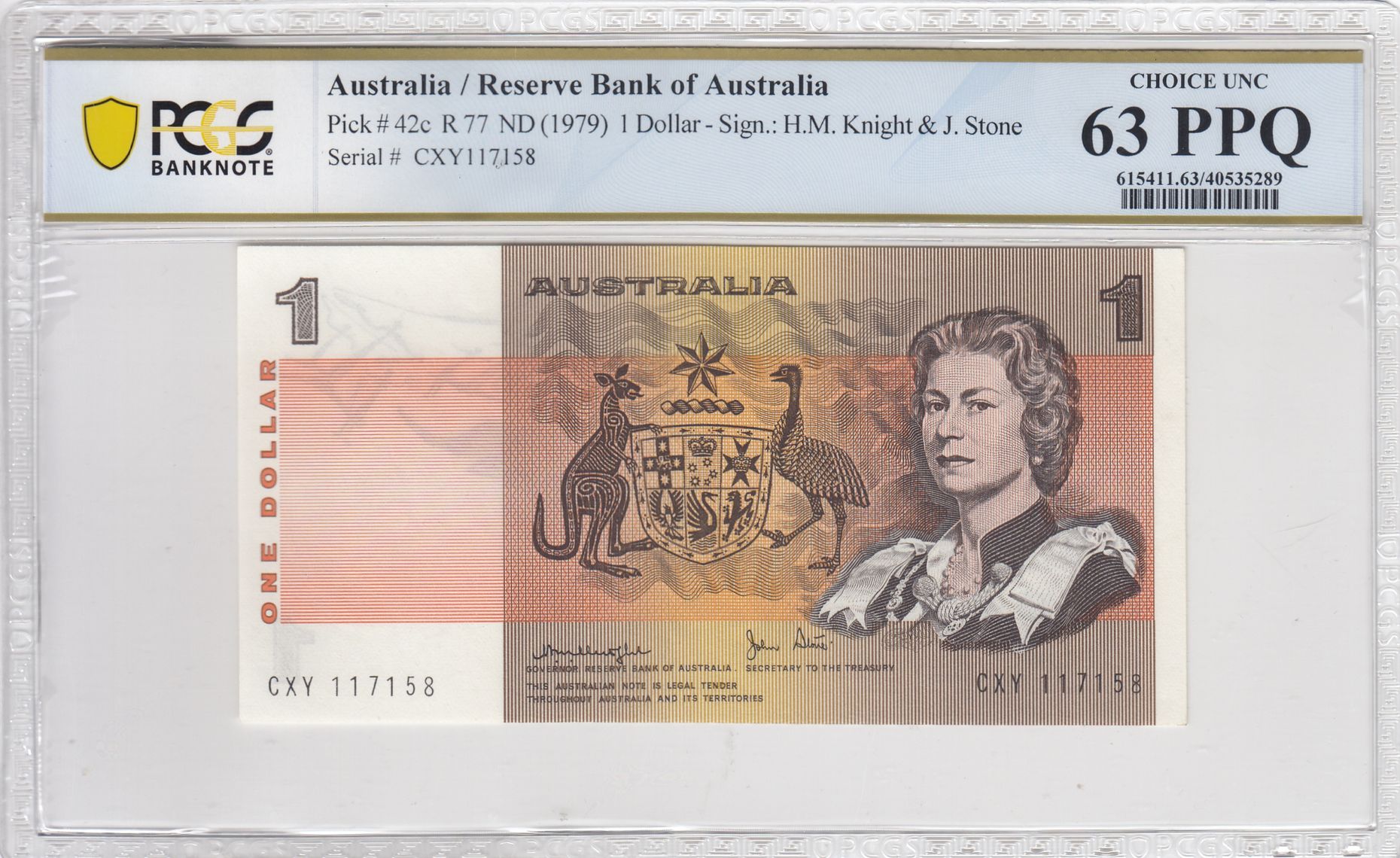 PCGS Certificate Verification Banknote Details for Cert #40535289