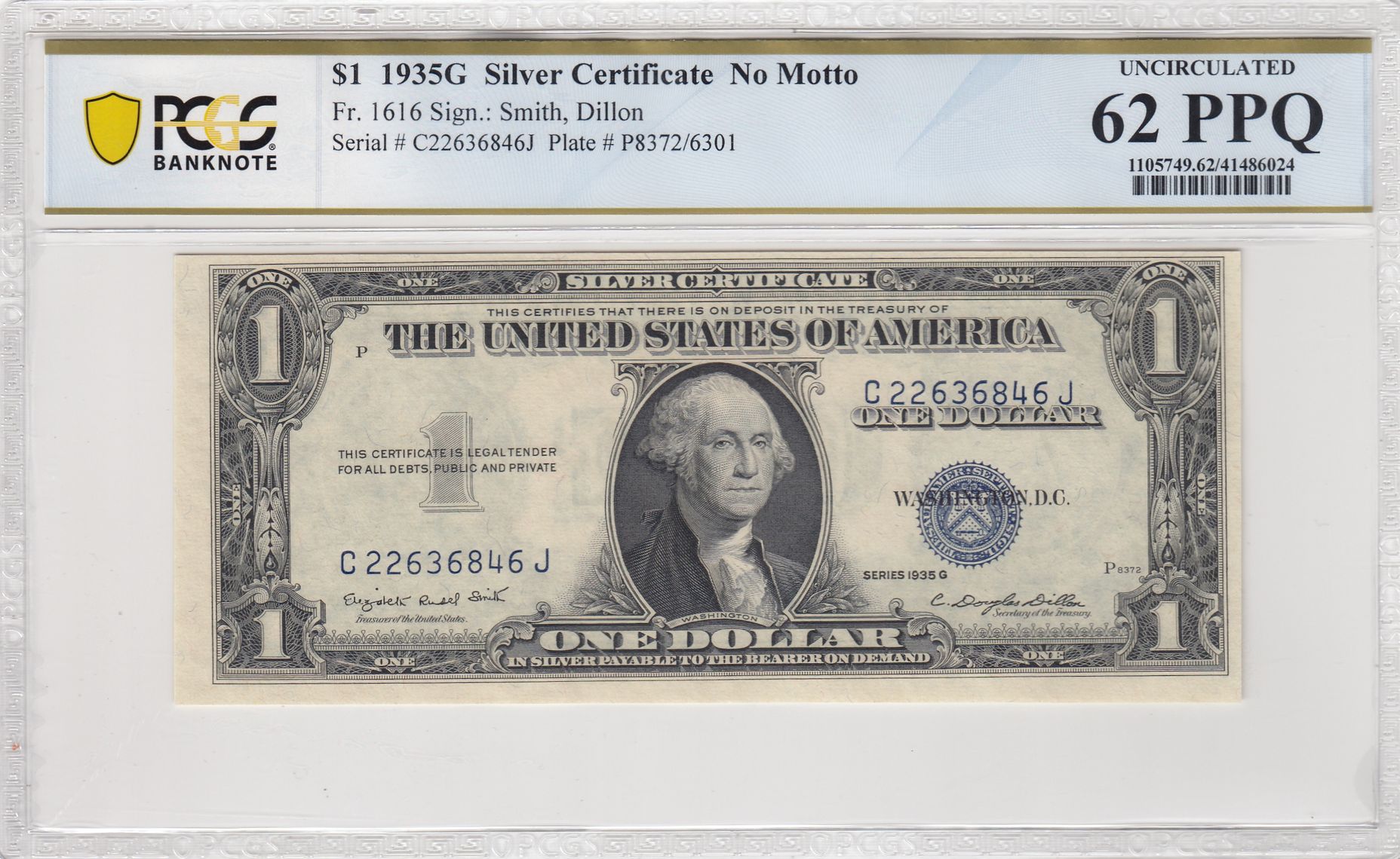 PCGS Certificate Verification Banknote Details for Cert #41486024