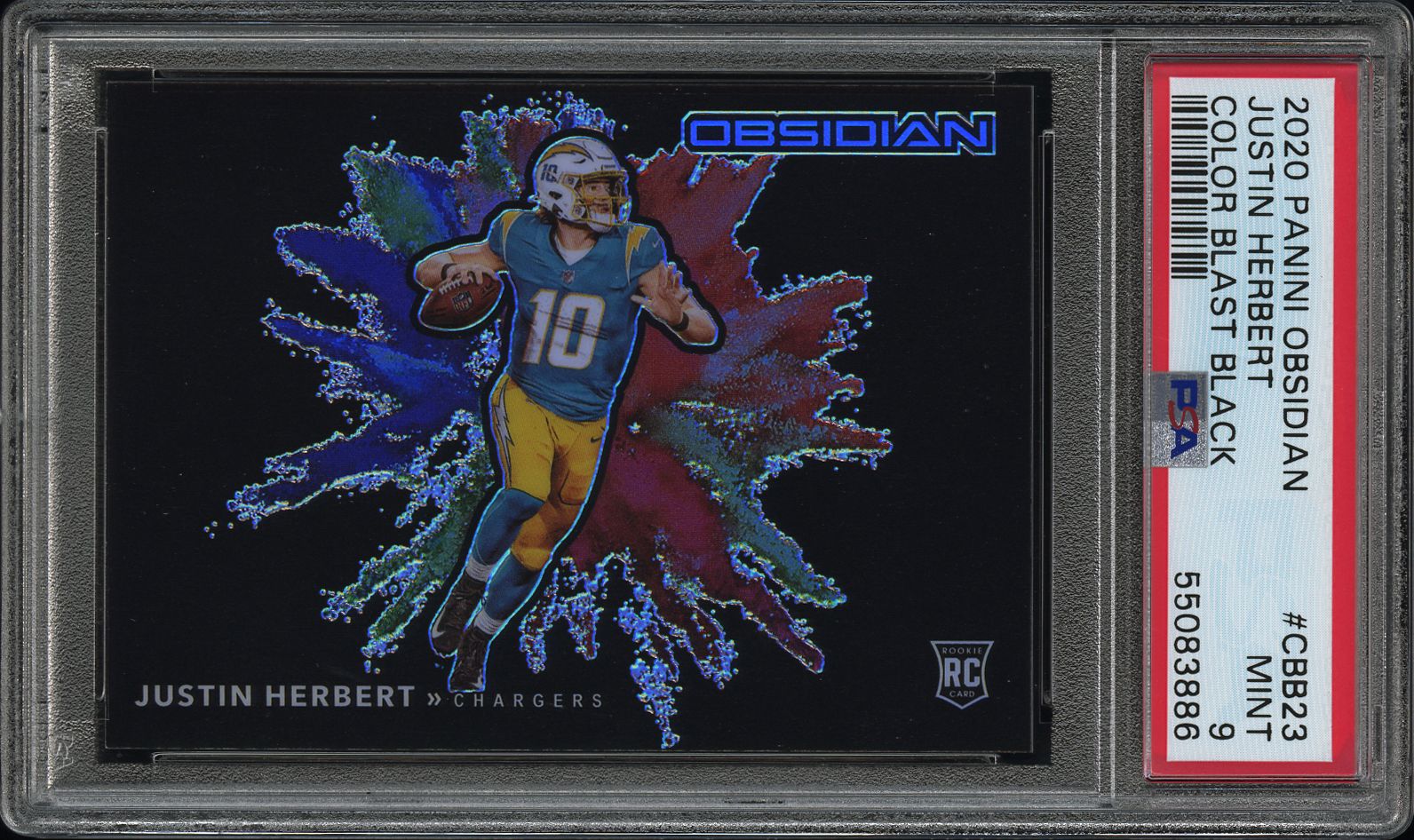 2020 PANINI OBSIDIAN COLOR BLAST BLACK COLOR BLAST BLACK JUSTIN HERBERT ...