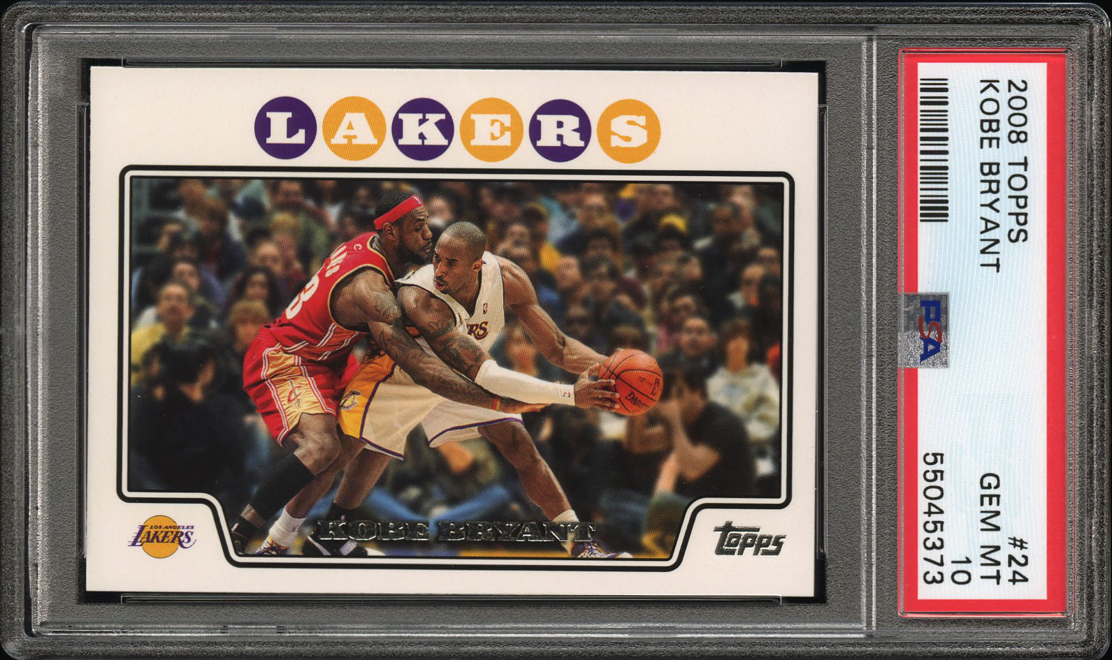 2008 TOPPS featuring a young Lebron James guarding him KOBE BRYANT PSA ...