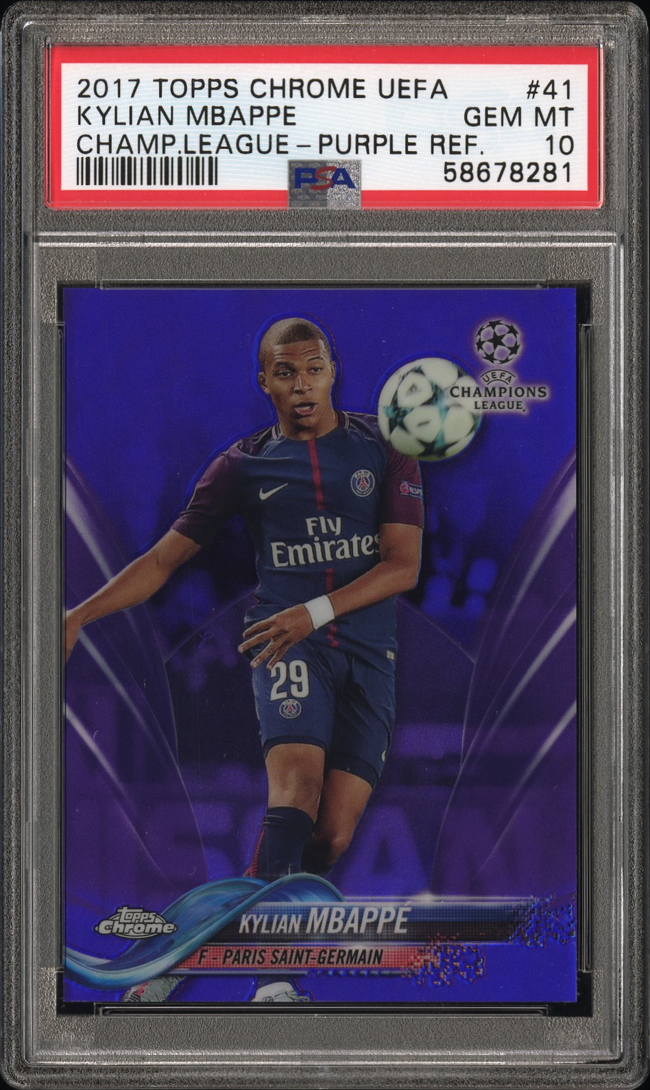 2017 TOPPS CHROME UEFA CHAMPIONS LEAGUE PURPLE REFRACTOR KYLIAN MBAPPE ...