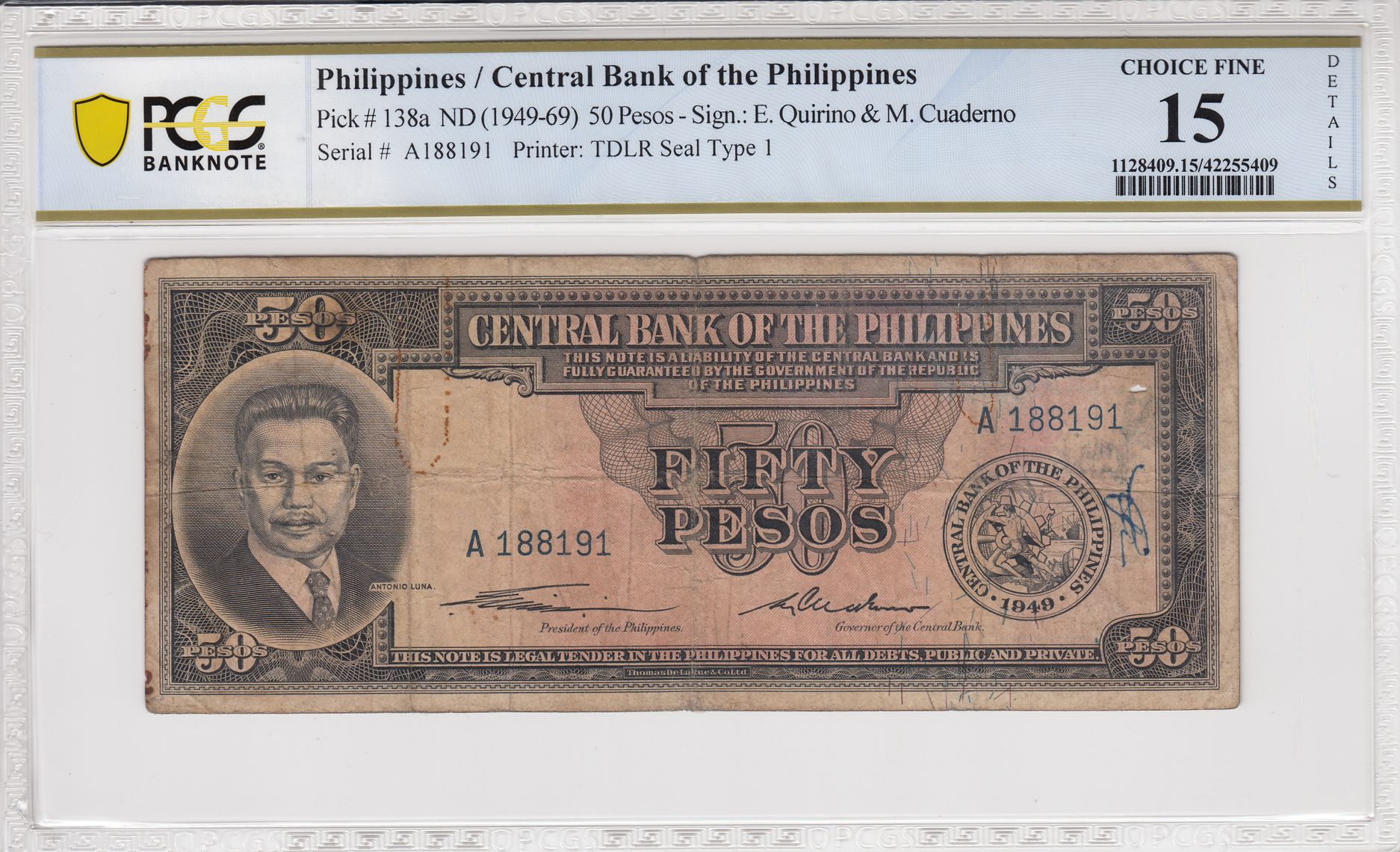 PCGS Certificate Verification Banknote Details for Cert #42255409