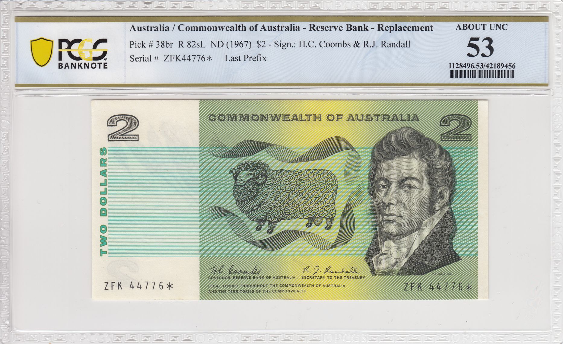 PCGS Certificate Verification Banknote Details for Cert #42189456