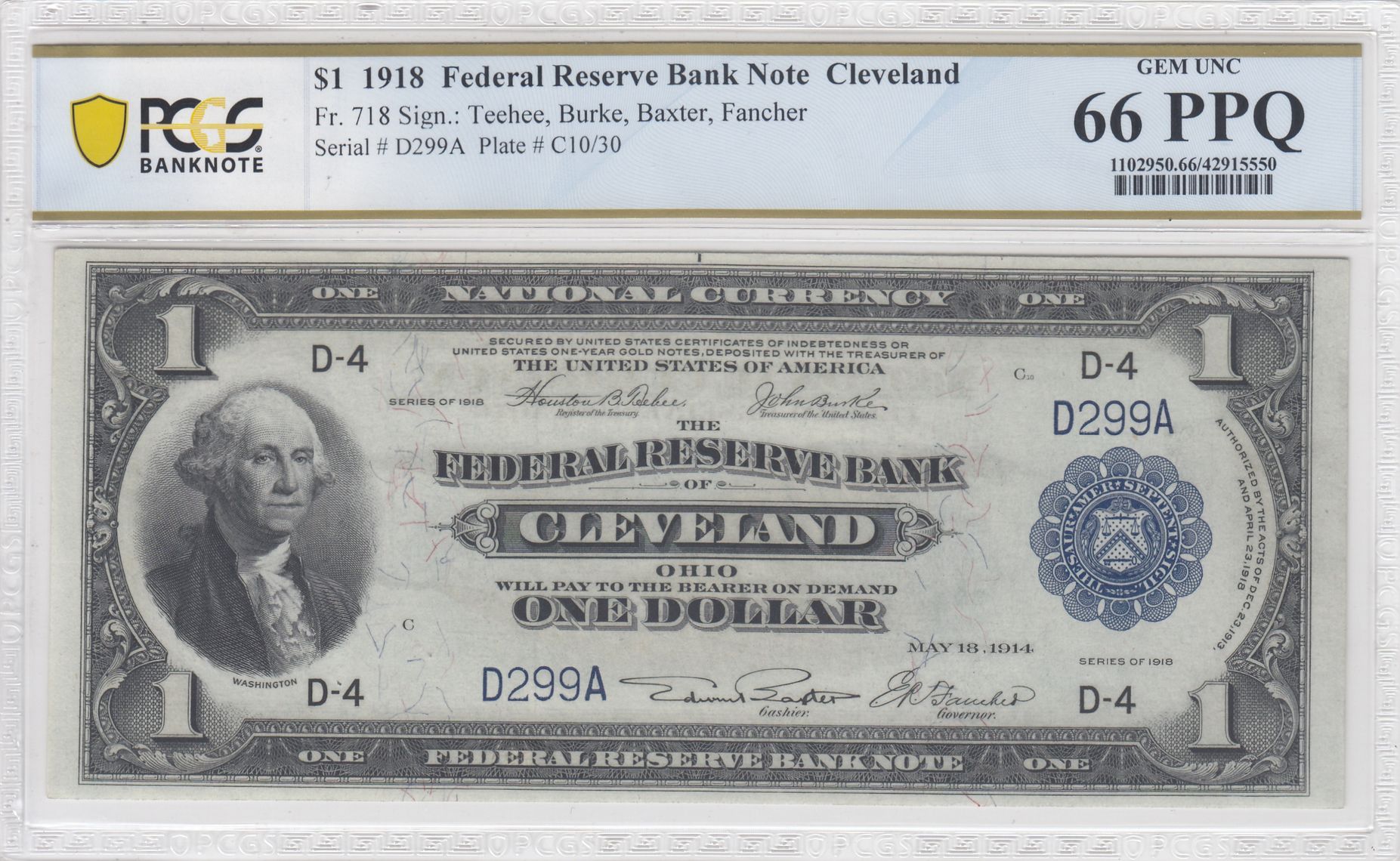 PCGS Certificate Verification Banknote Details for Cert #42915550