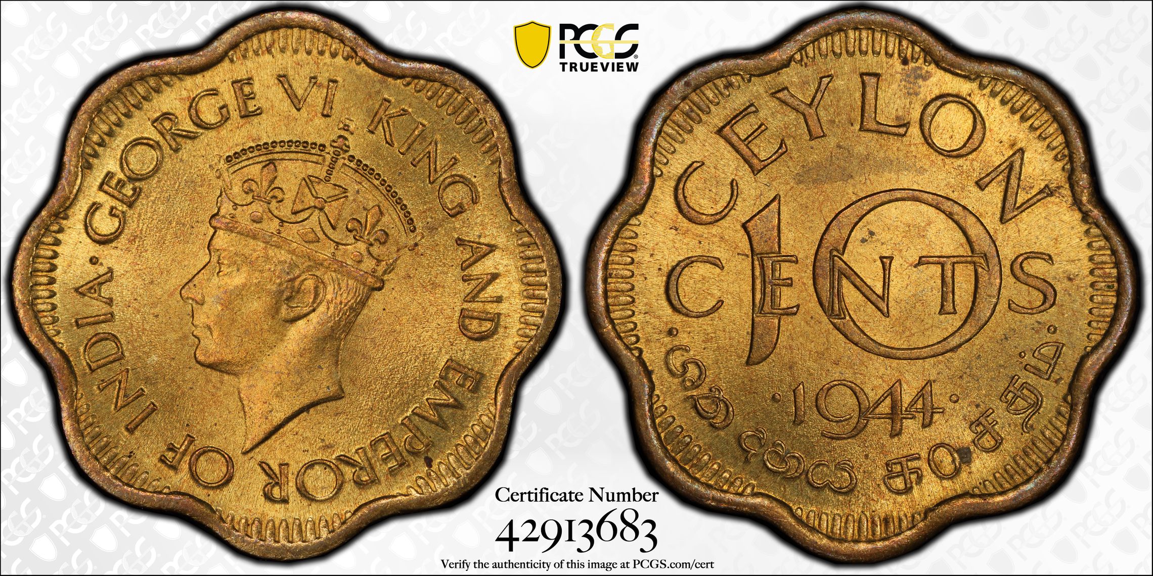 PCGS Certificate Verification Coin Details for Cert #42913683