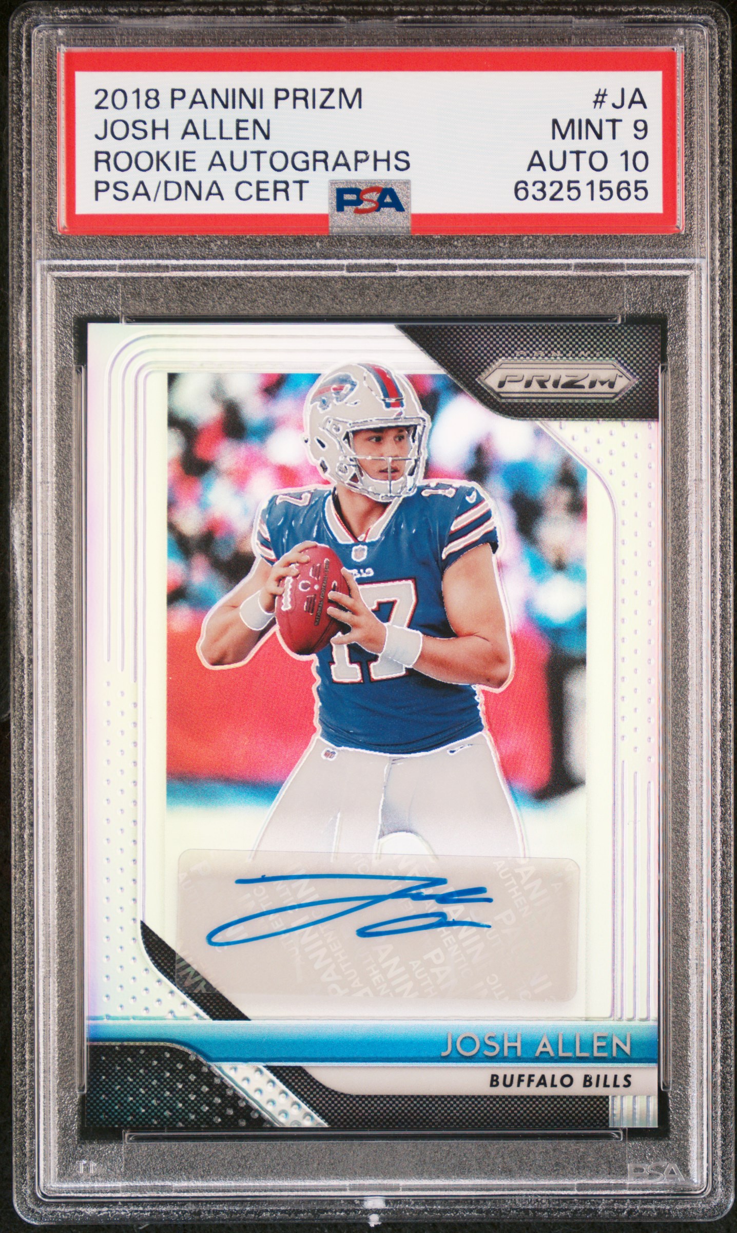2018 PANINI PRIZM ROOKIE AUTOGRAPHS ROOKIE AUTOGRAPHS JOSH ALLEN PSA 9 ...