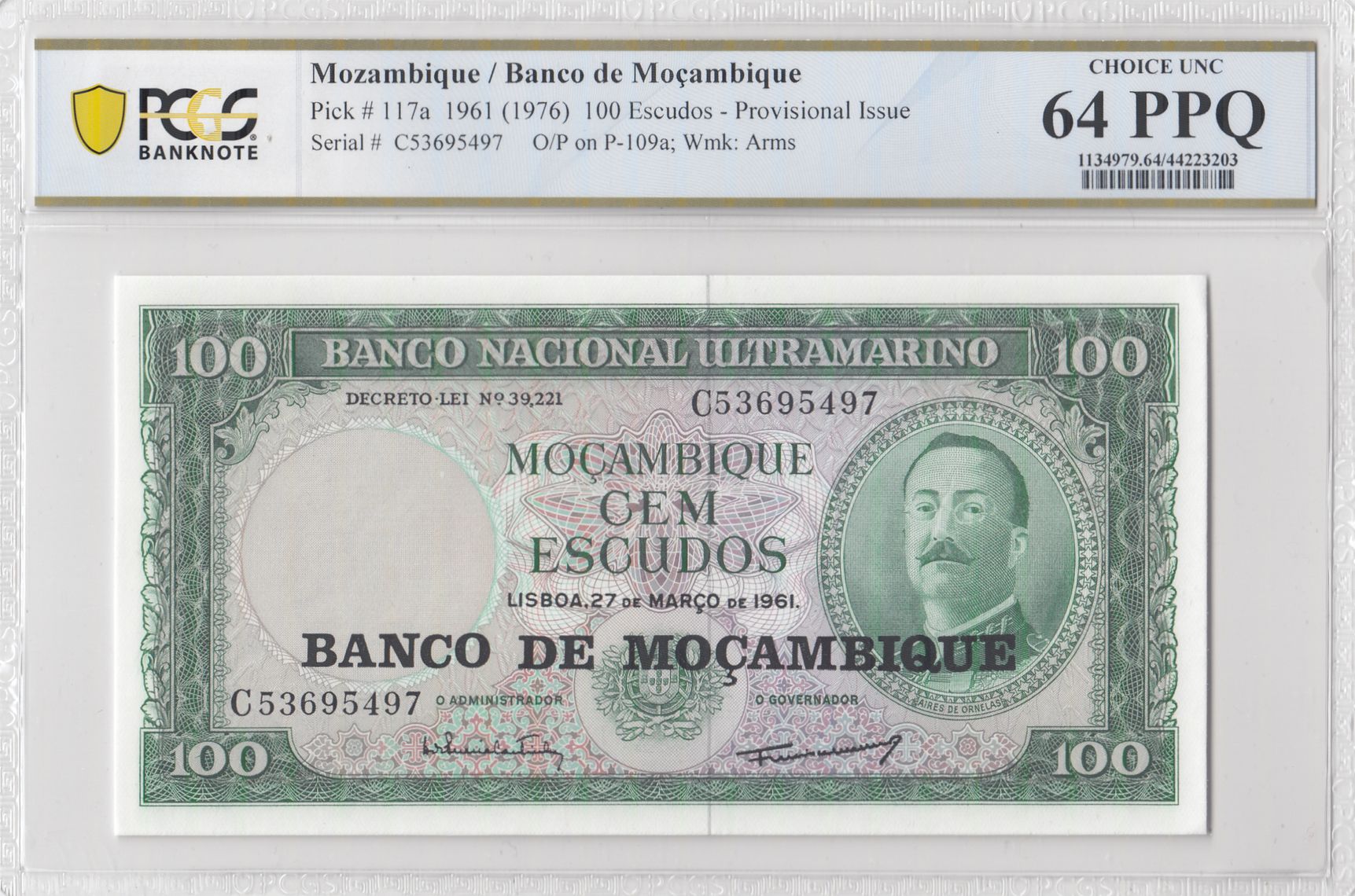 PCGS Certificate Verification Banknote Details for Cert #44223203