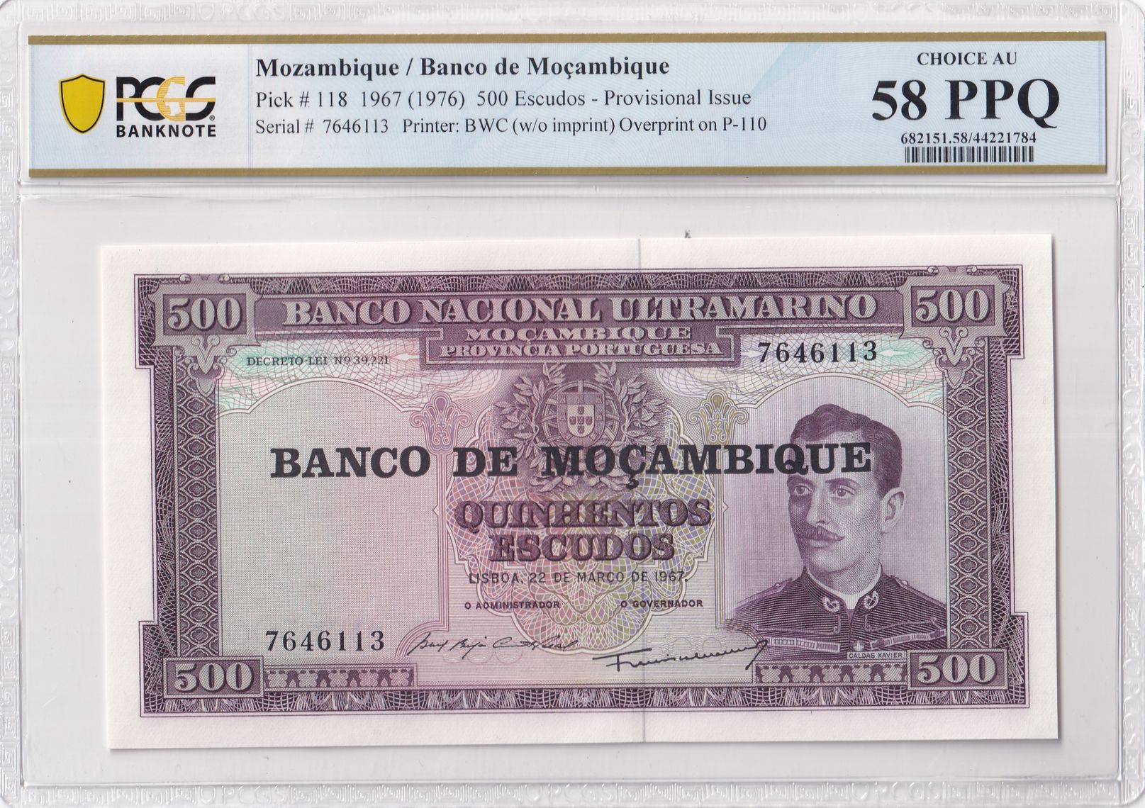 PCGS Certificate Verification Banknote Details for Cert #44221784