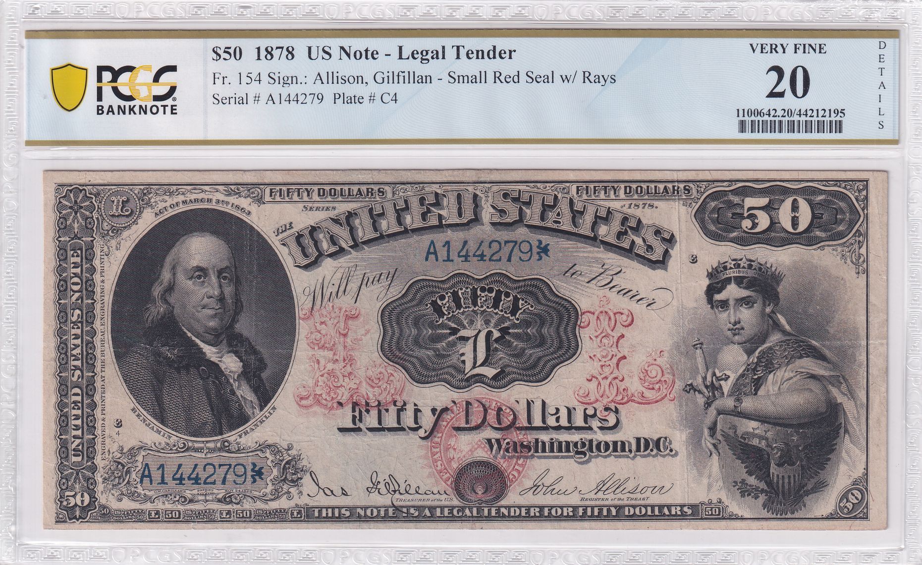 PCGS Certificate Verification Banknote Details for Cert #44212195