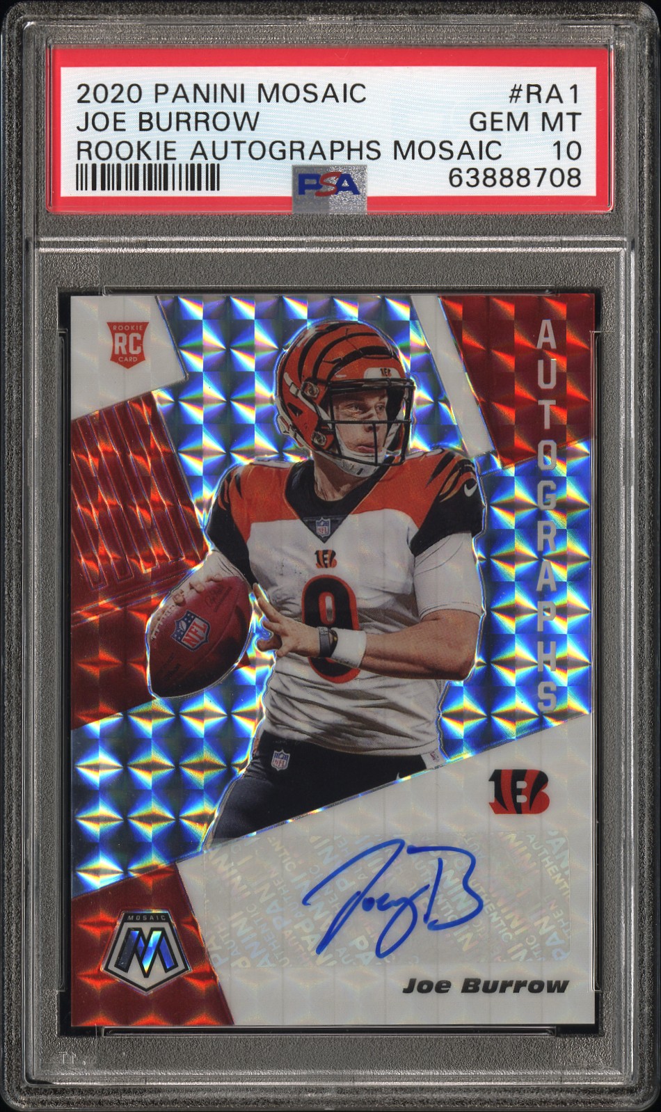 2020 JOE BURROW PANINI MOSAIC ROOKIE AUTOGRAPHS MOSAIC ROOKIE ...