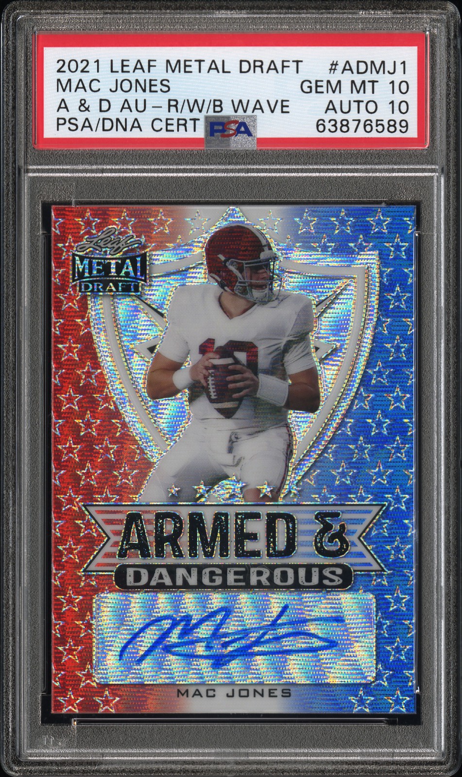 2021 MAC JONES LEAF METAL DRAFT ARMED & DANGEROUS AUTOGRAPHS A & D AU-R ...