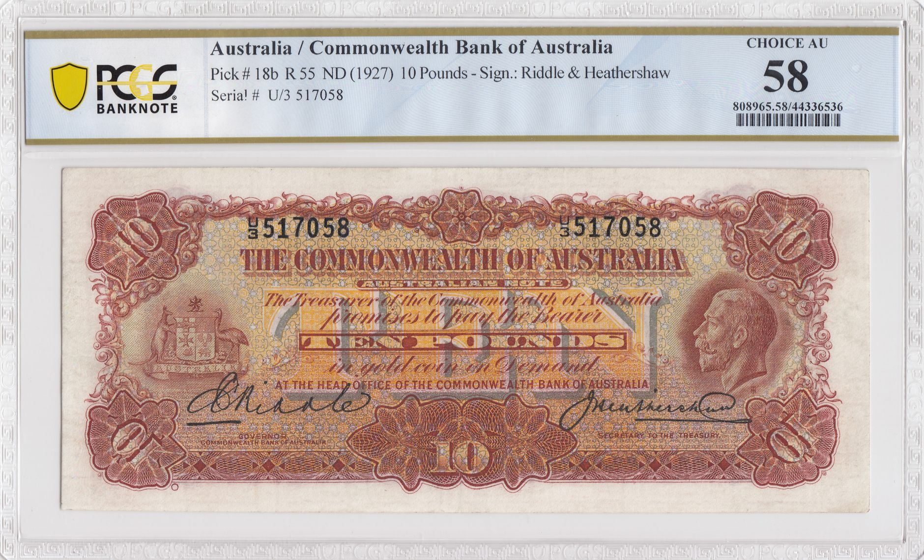 PCGS Certificate Verification Banknote Details for Cert #44336536