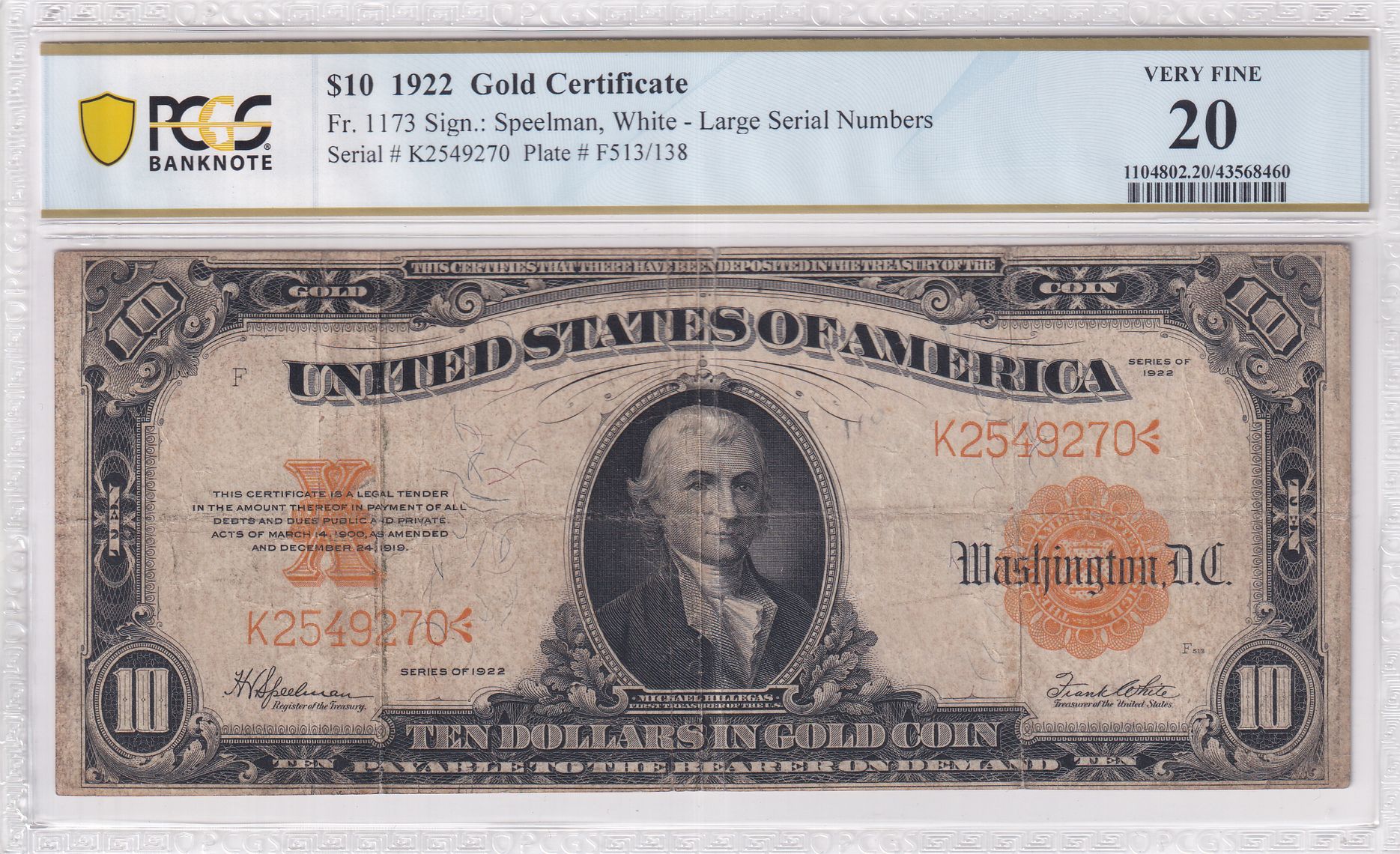 PCGS Certificate Verification Banknote Details for Cert #43568460