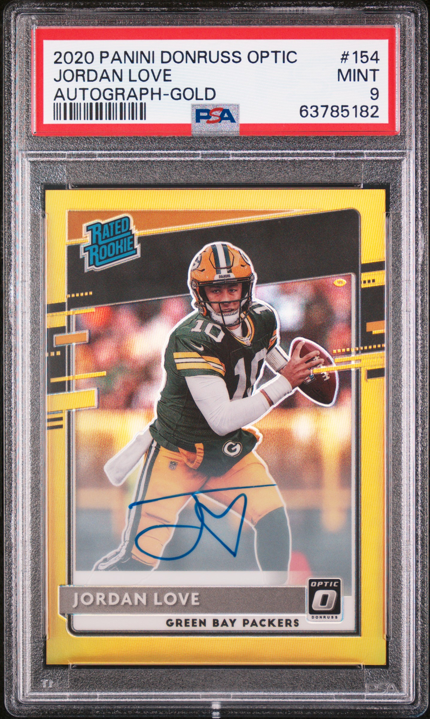 2020 JORDAN LOVE PANINI DONRUSS OPTIC AUTOGRAPH-GOLD PSA 9 | Veriswap