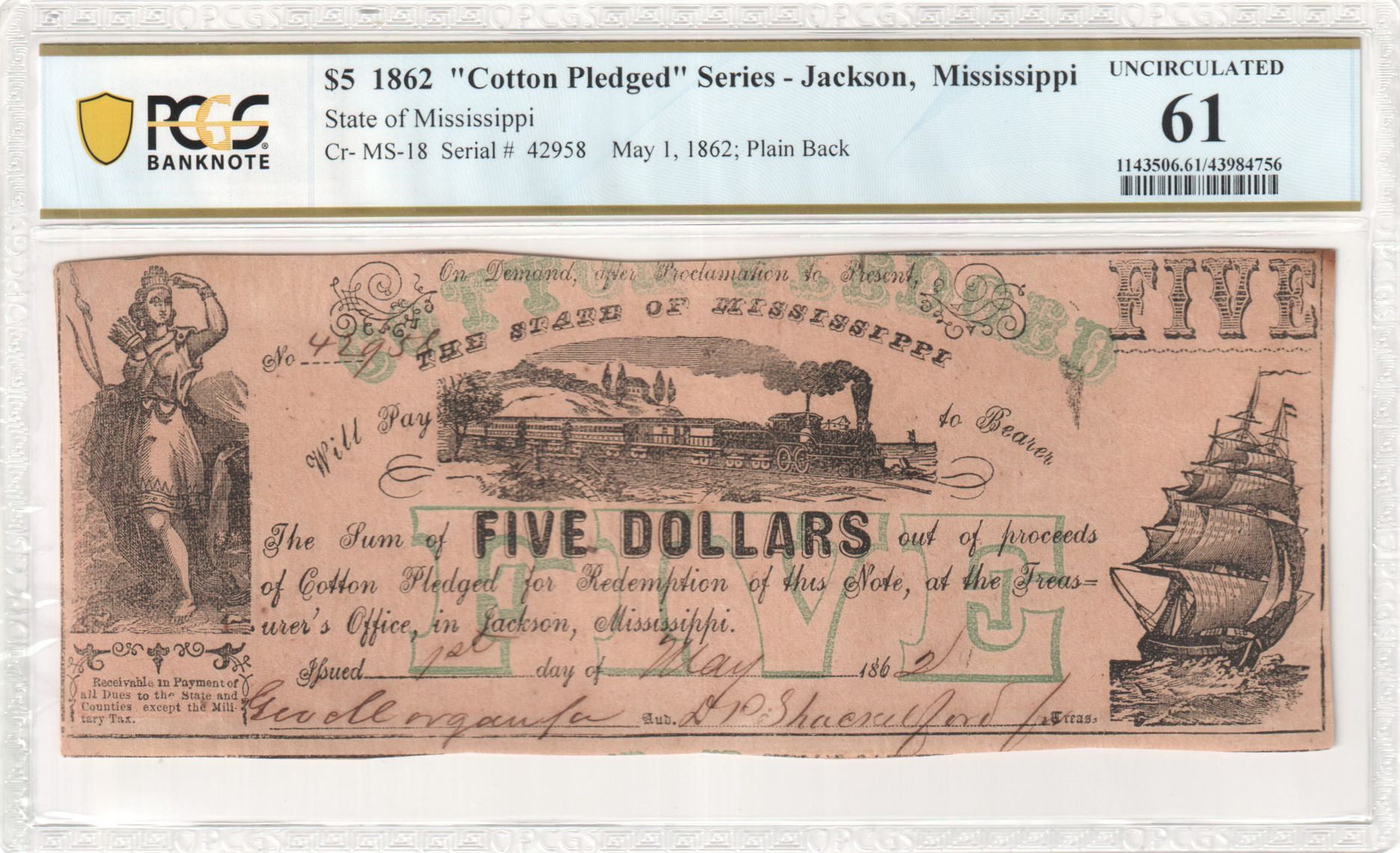 PCGS Certificate Verification Banknote Details for Cert #43984756