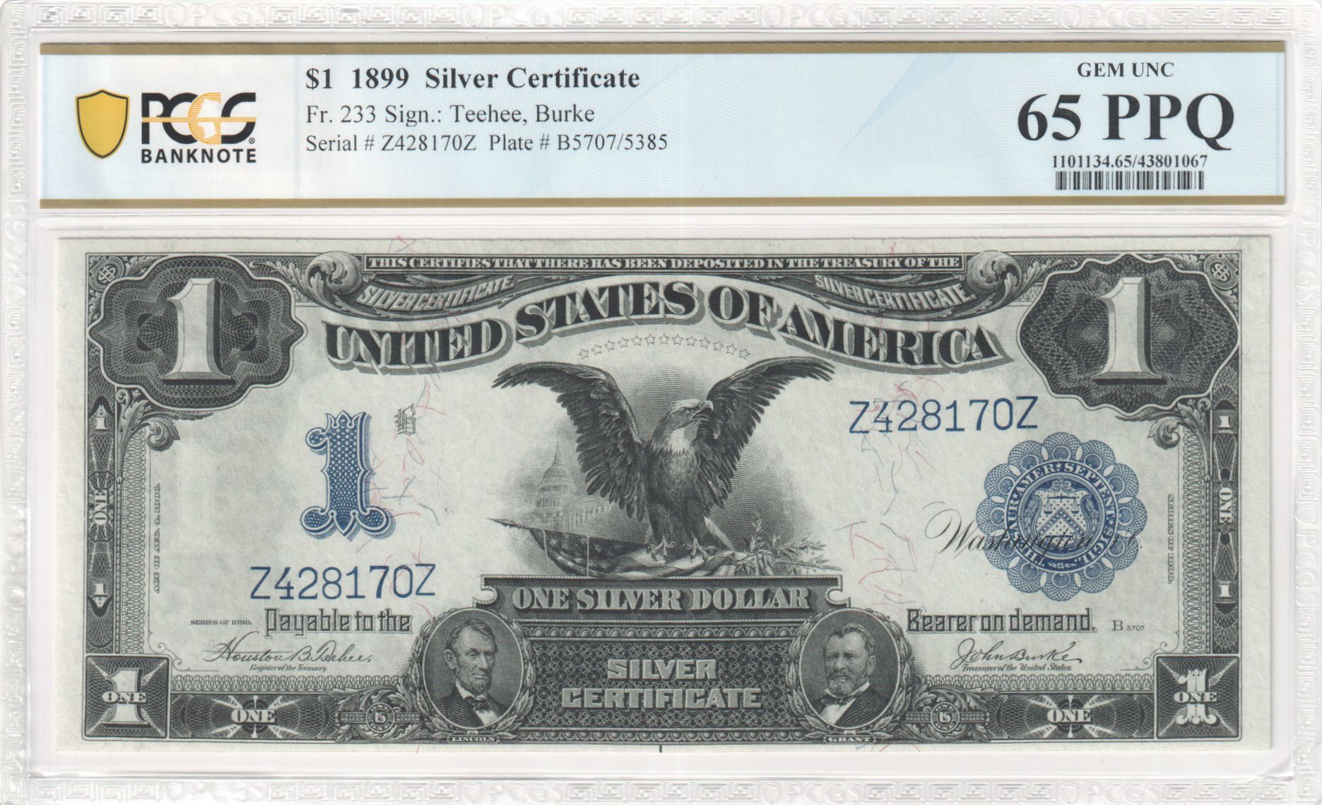 PCGS Certificate Verification Banknote Details for Cert #43801067