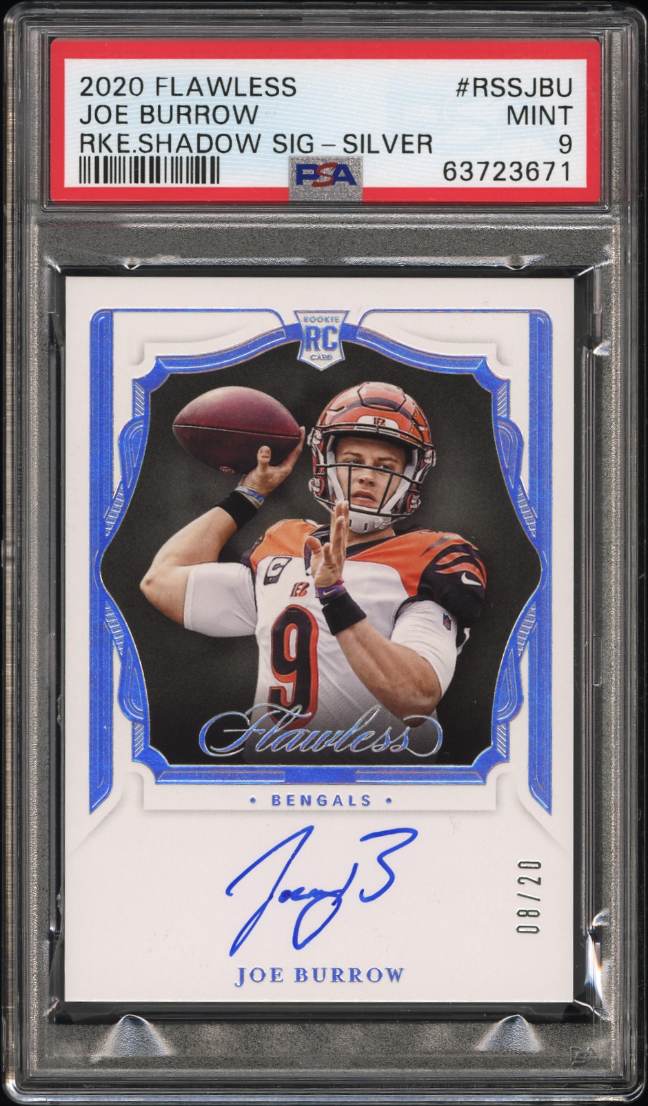 2020 JOE BURROW PANINI FLAWLESS ROOKIE SHADOW SIGNATURES RKE.SHADOW SIG ...