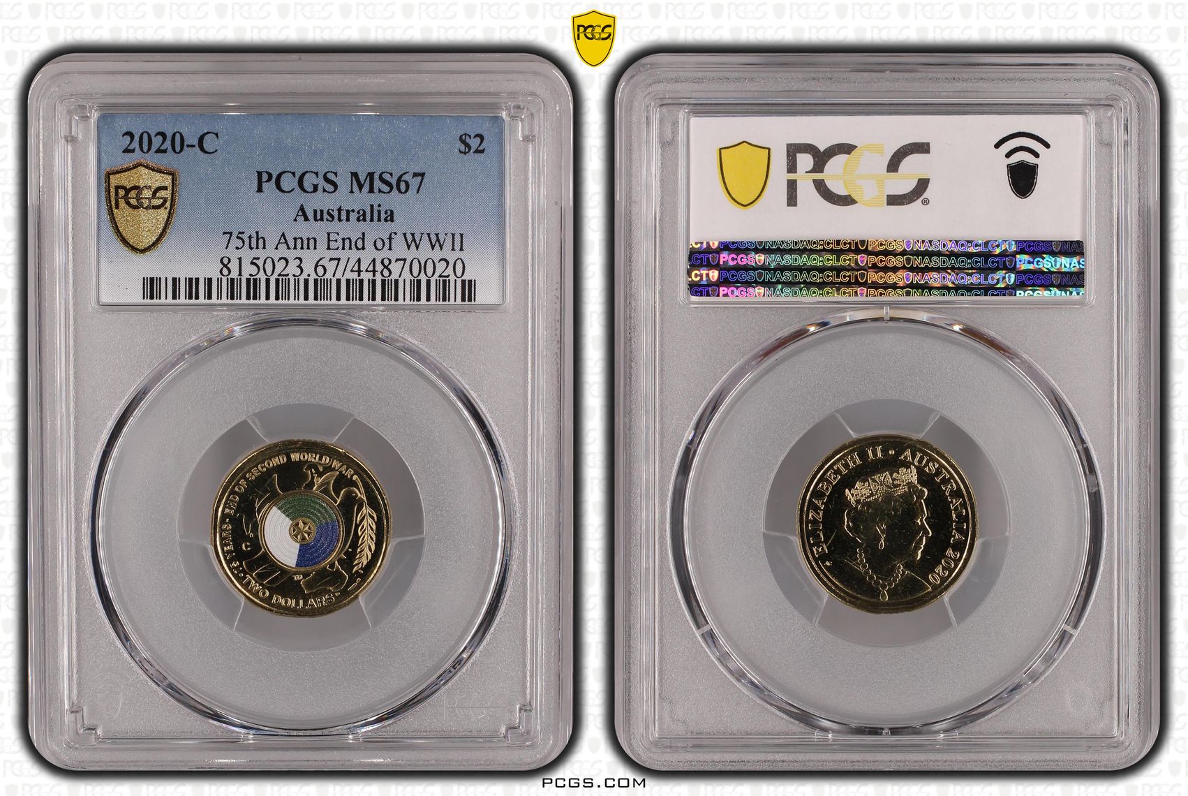 PCGS Certificate Verification Coin Details for Cert #44870020