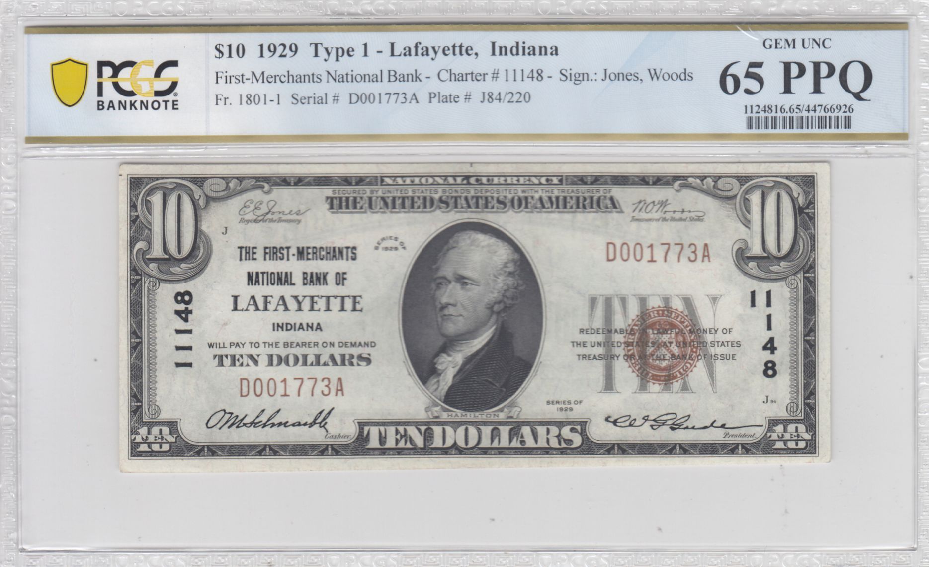 PCGS Certificate Verification Banknote Details for Cert #44766926