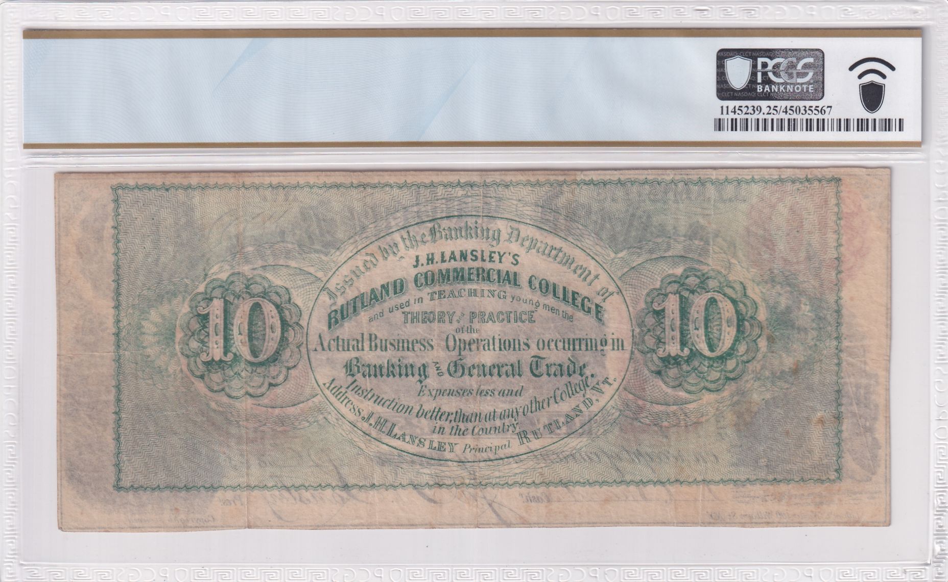 PCGS Certificate Verification Banknote Details for Cert #45035567