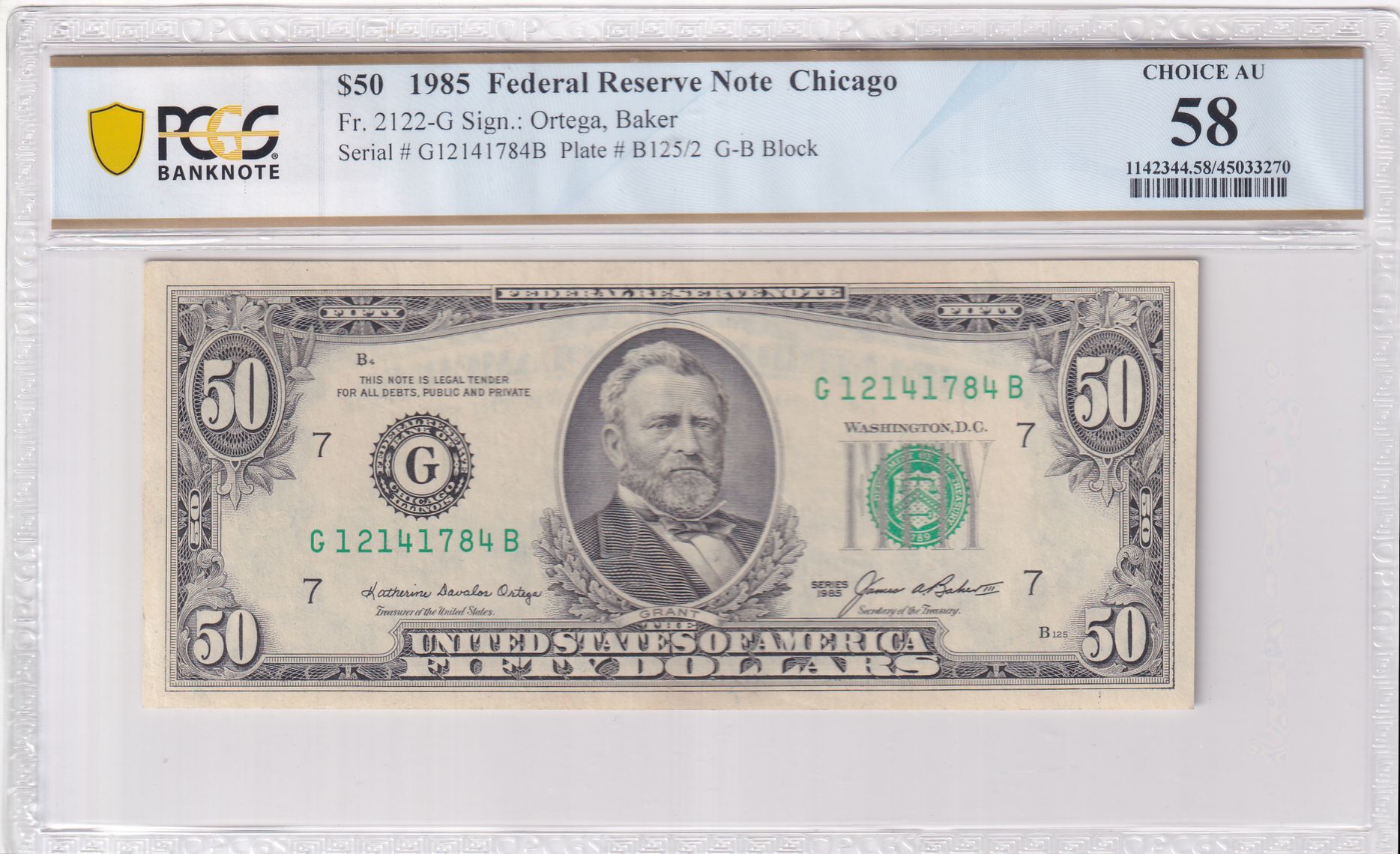 PCGS Certificate Verification Banknote Details for Cert #45033270