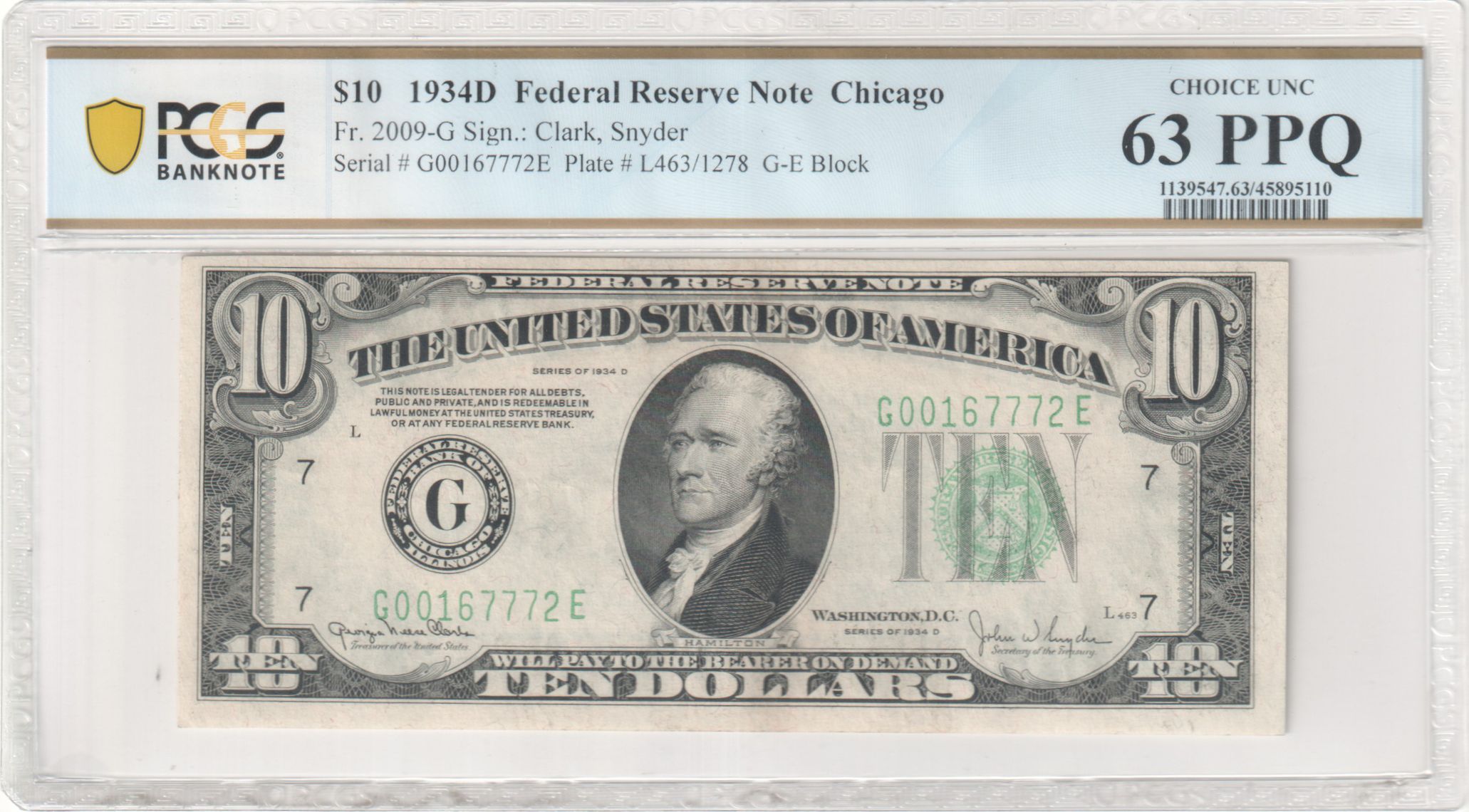 PCGS Certificate Verification Banknote Details for Cert #45895110