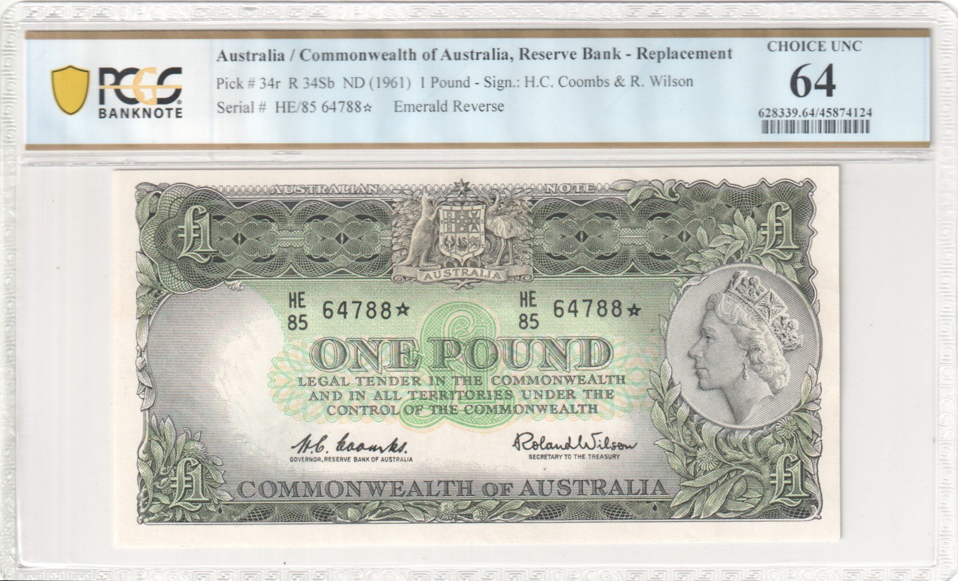 PCGS Certificate Verification Banknote Details for Cert #45874124