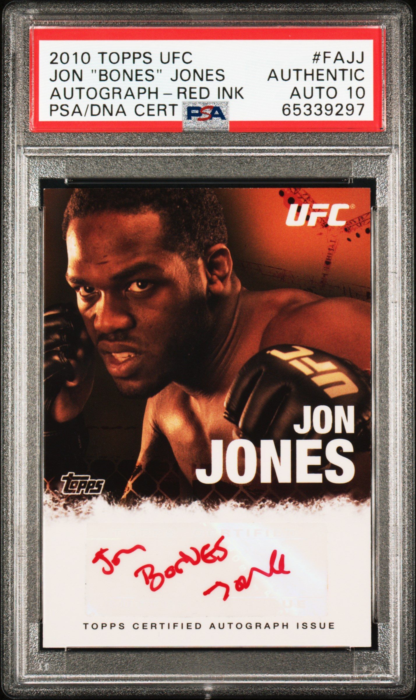 2010 JON JONES TOPPS UFC AUTOGRAPHS AUTOGRAPH-RED INK Authentic | Veriswap