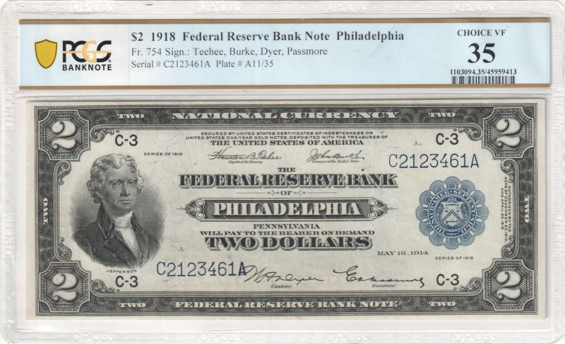 PCGS Certificate Verification Banknote Details for Cert #45959413