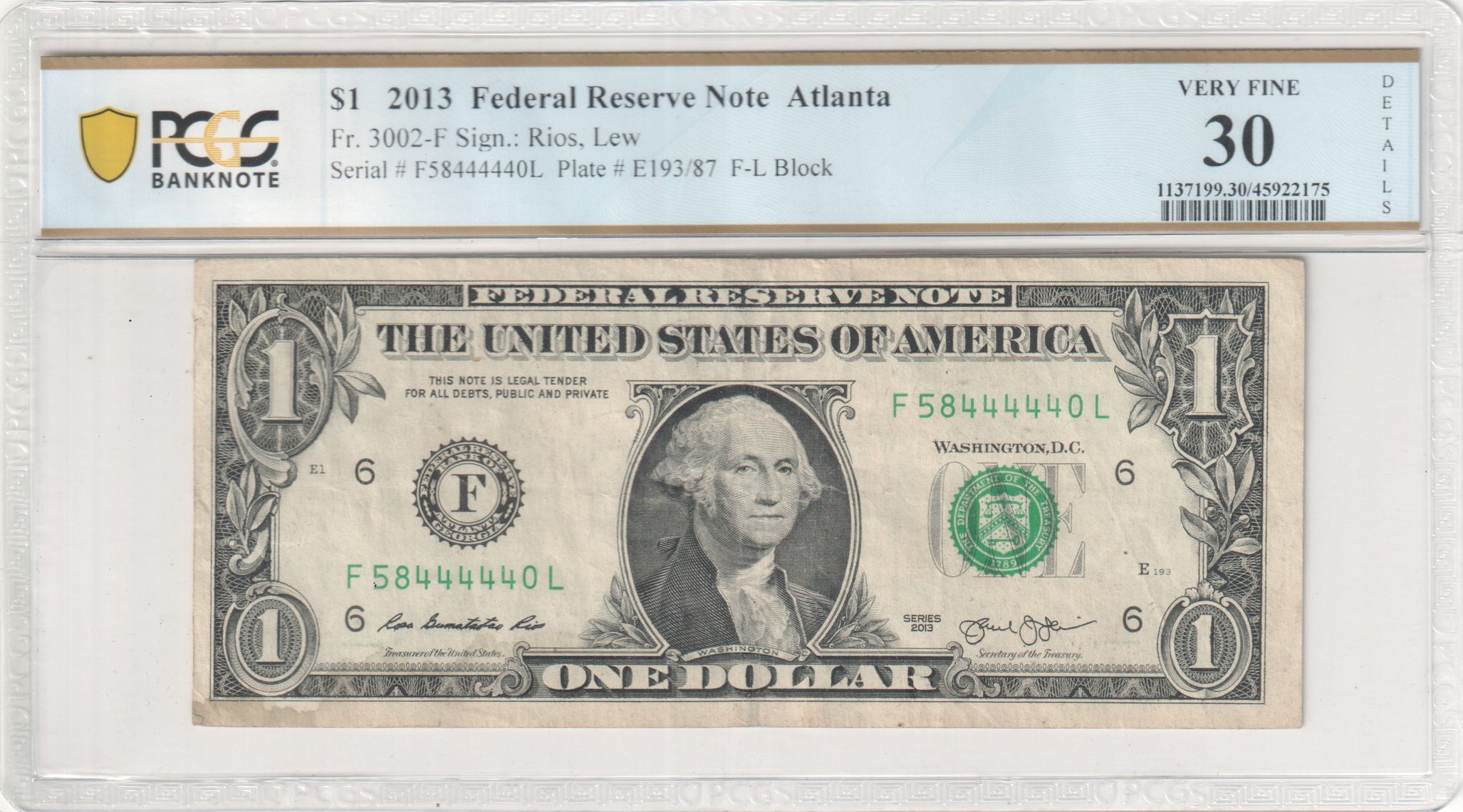 PCGS Certificate Verification Banknote Details for Cert #45922175