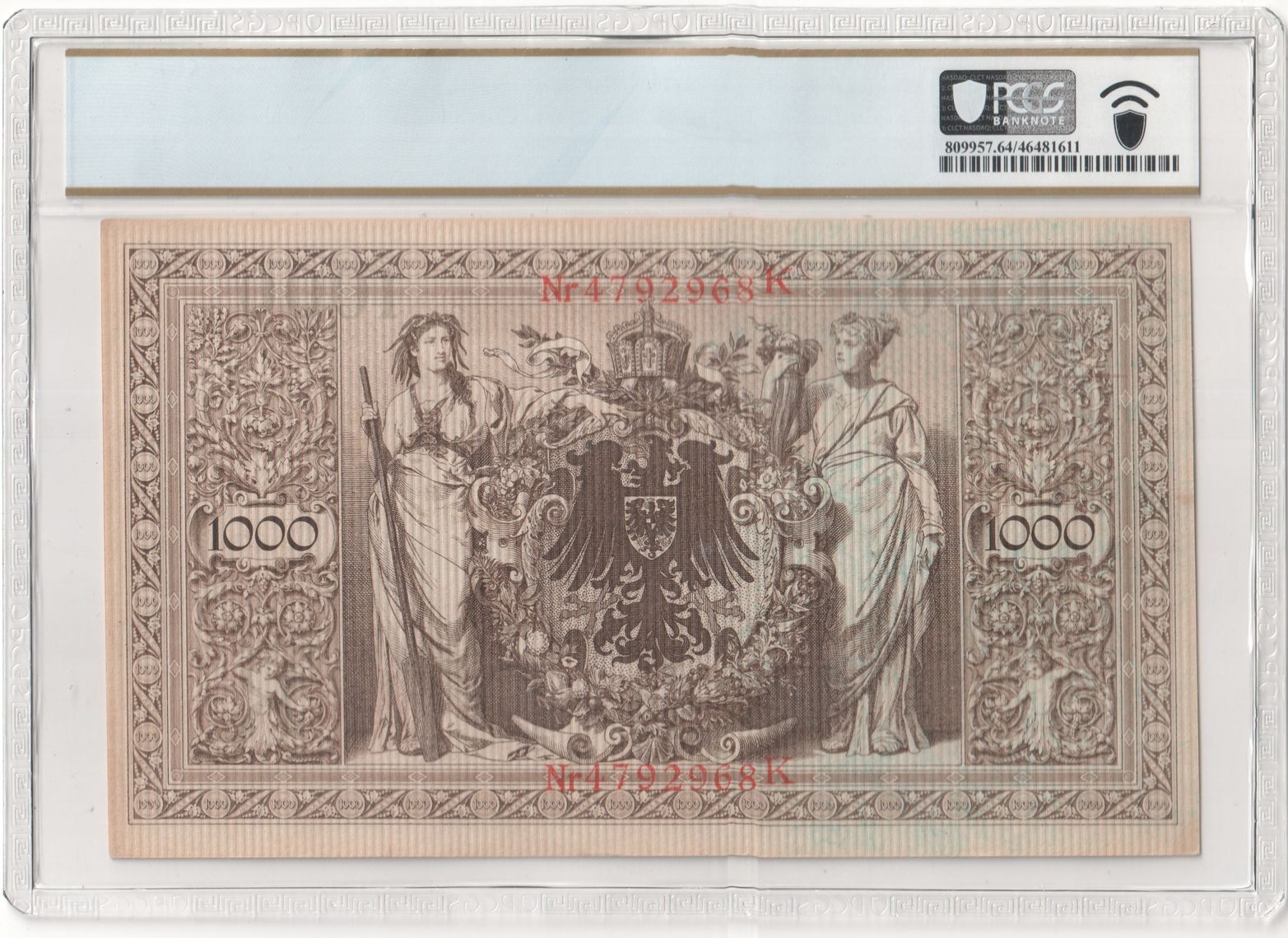Pick # 44b 1910 1000 Mark Imperial Treasury Note Seven Digit Serials ...