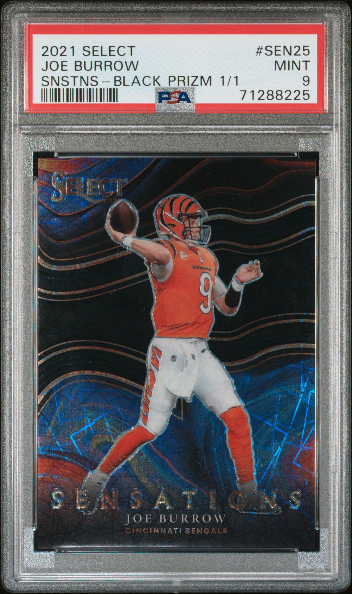 2021 JOE BURROW PANINI SELECT SENSATIONS SNSTNS-BLACK PRIZM 1/1 | Veriswap