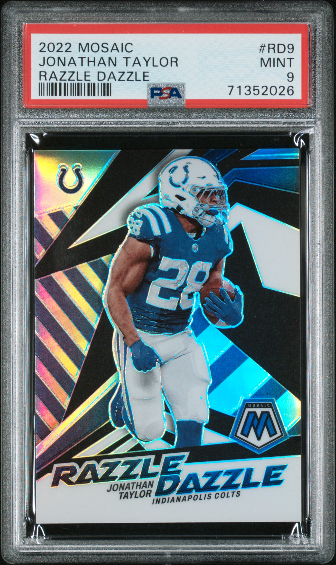 2022 JONATHAN TAYLOR PANINI MOSAIC RAZZLE DAZZLE RAZZLE DAZZLE PSA 9 ...