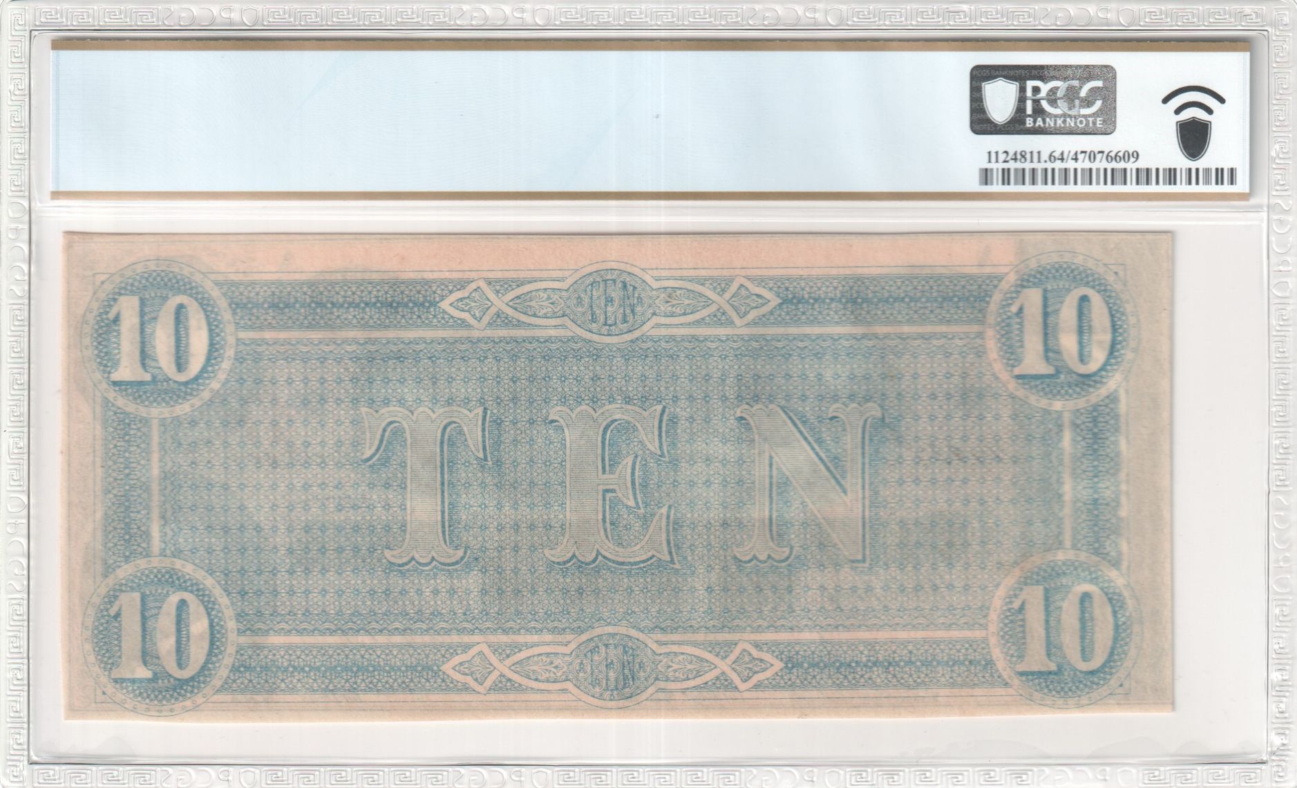T- 68 1864 $10 Confederate States of America 3 Series - PCGS NoteFacts