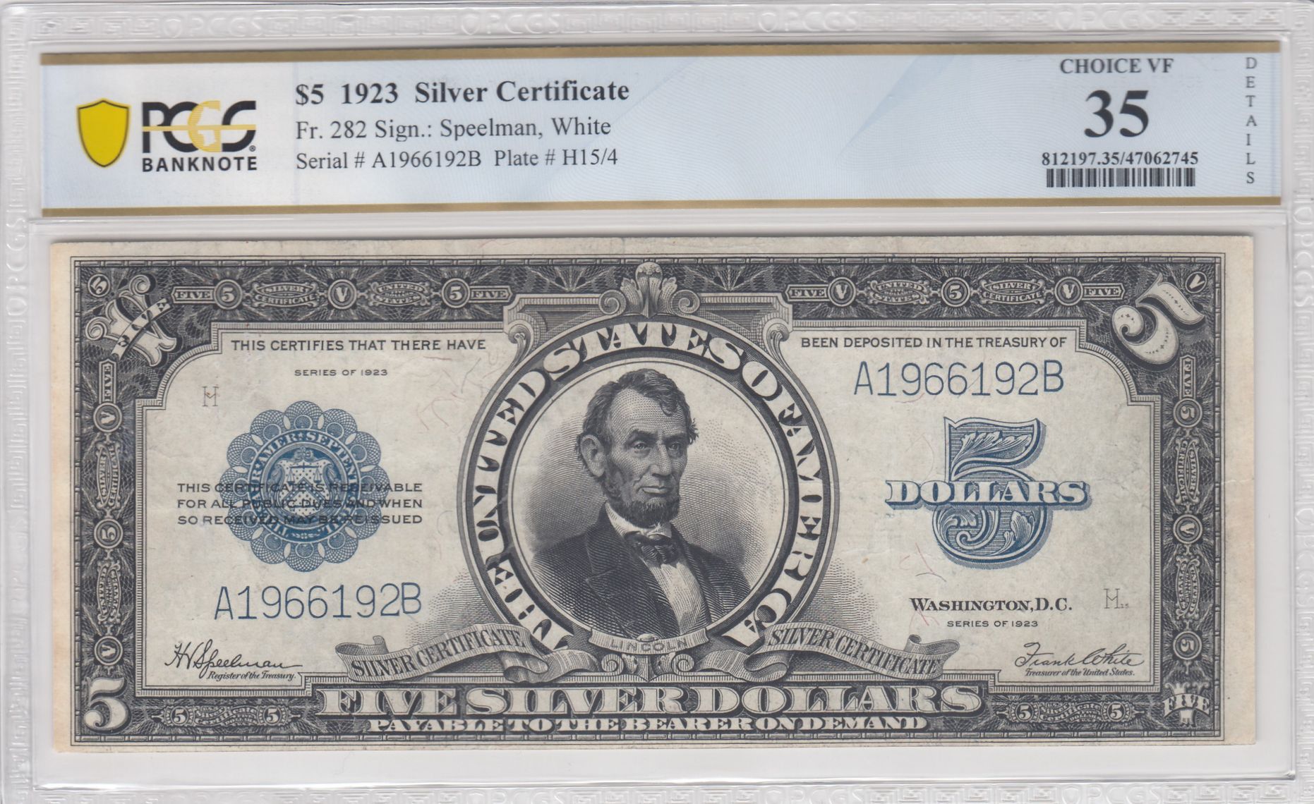 PCGS Certificate Verification Banknote Details for Cert #47062745