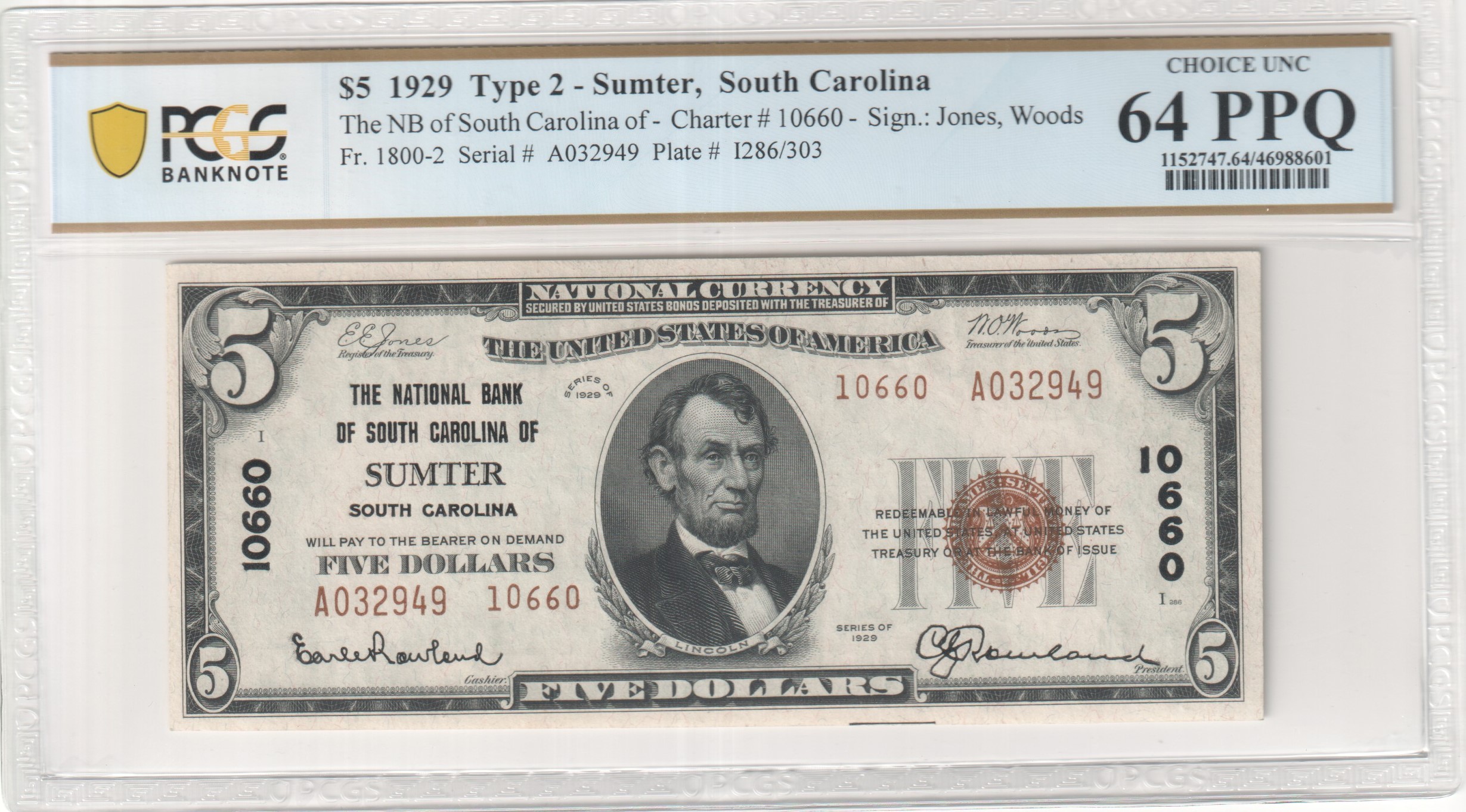 PCGS Certificate Verification Banknote Details for Cert #46988601