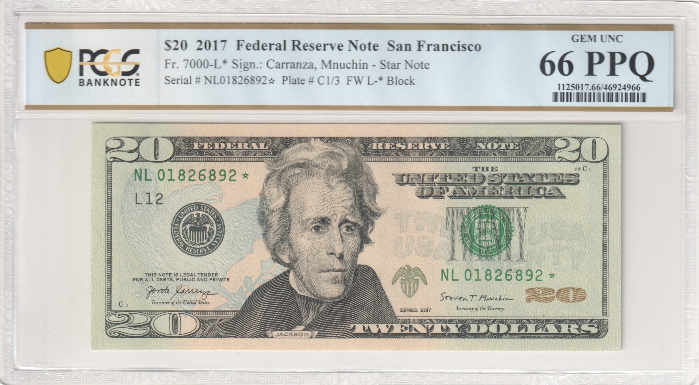 PCGS Certificate Verification Banknote Details for Cert #46924966