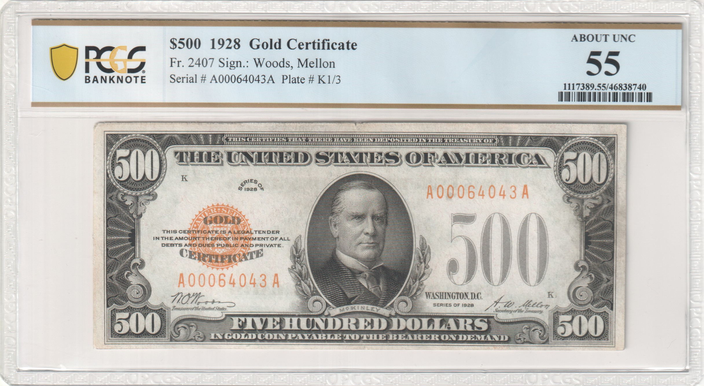 PCGS Certificate Verification Banknote Details for Cert #46838740