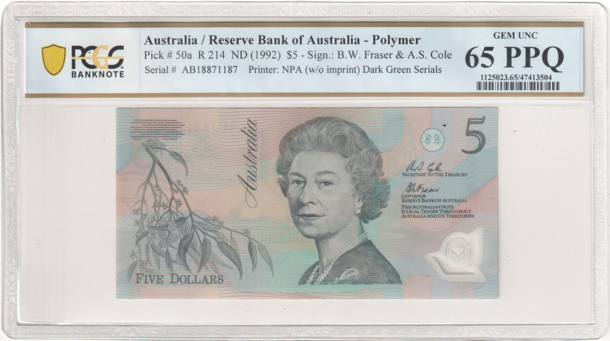 PCGS Certificate Verification Banknote Details for Cert #47413504