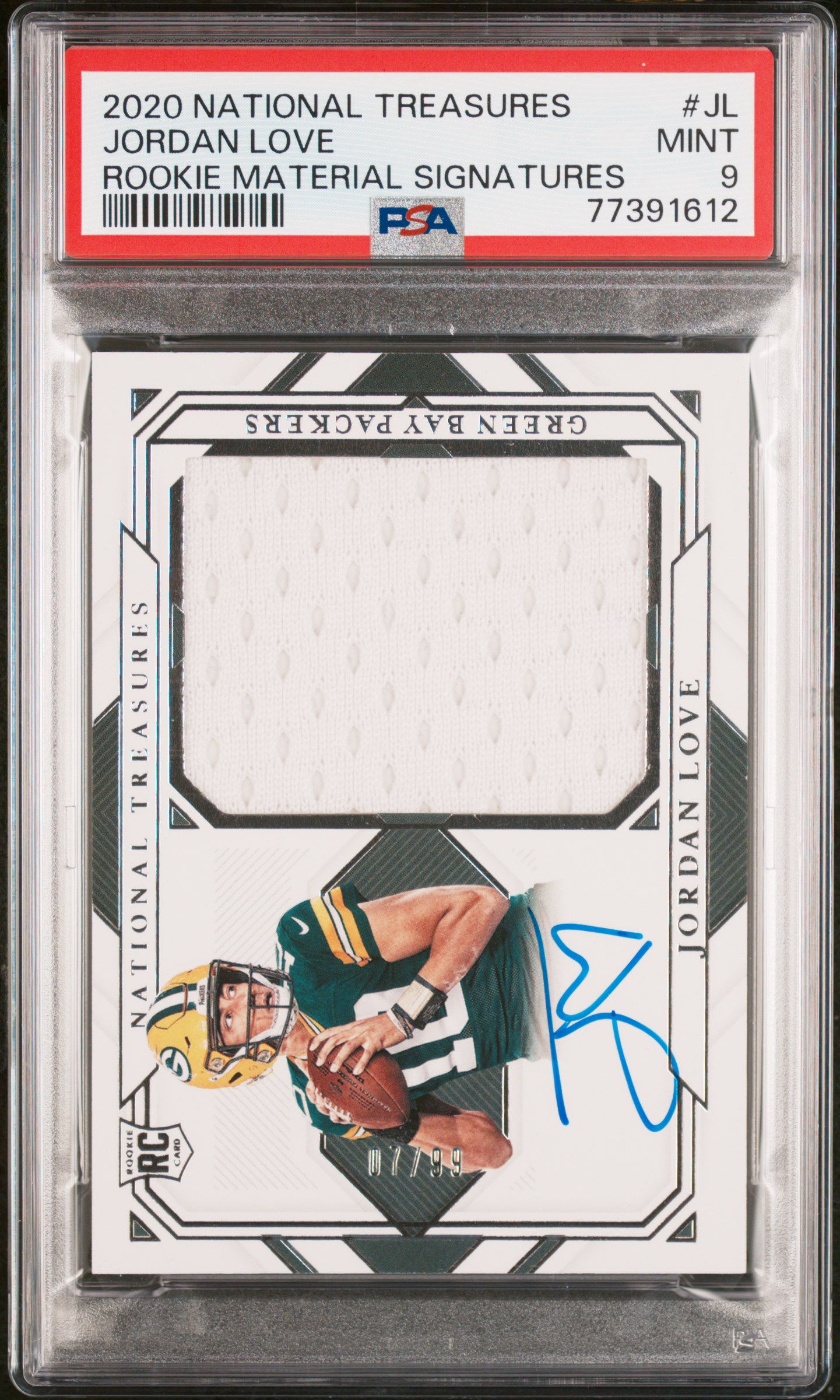 2020 JORDAN LOVE PANINI NATIONAL TREASURES ROOKIE MATERIAL SIGNATURES ...
