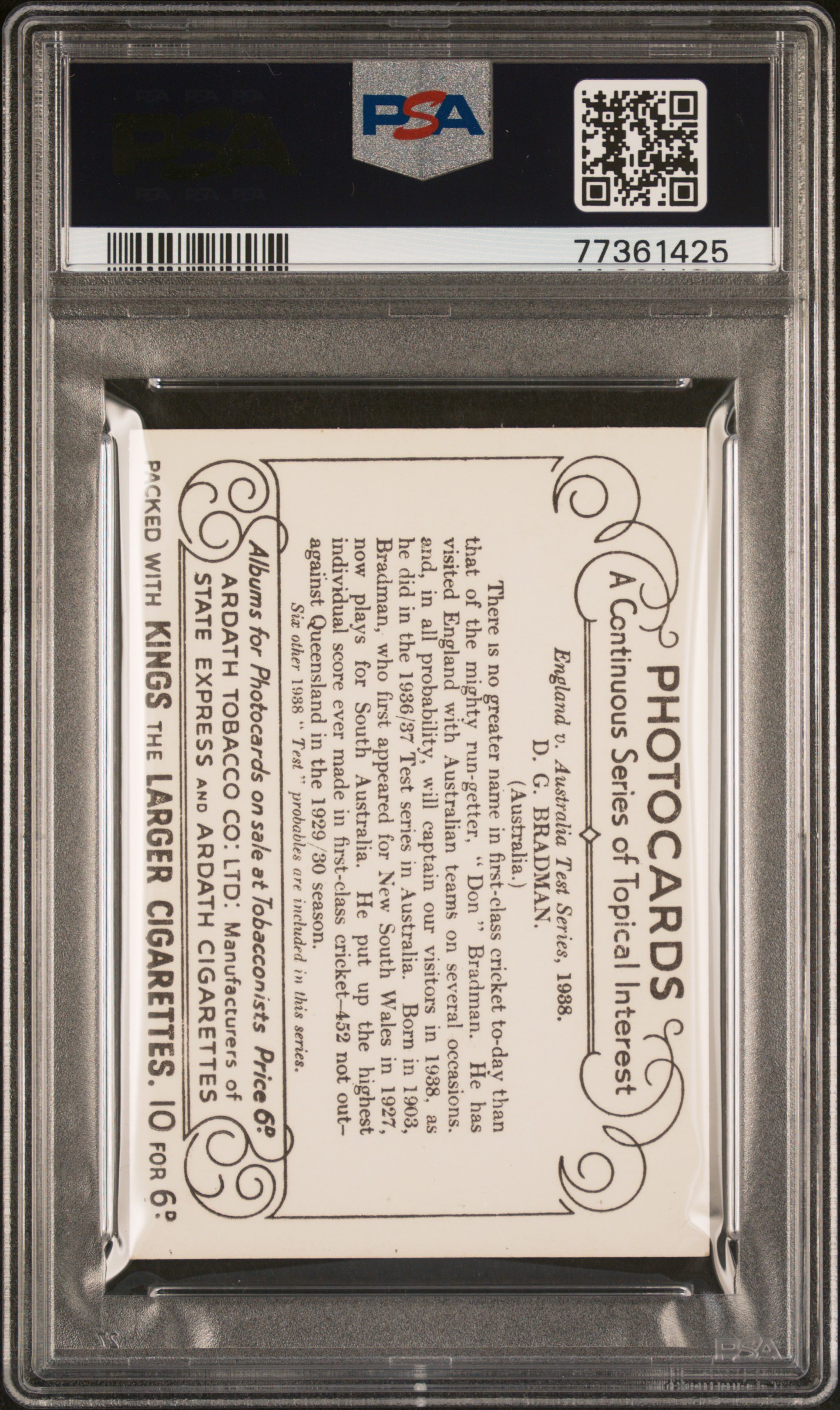 Misc Sports - Donald (Don) Bradman Master Set - Cricket: Kenrich Co's ...