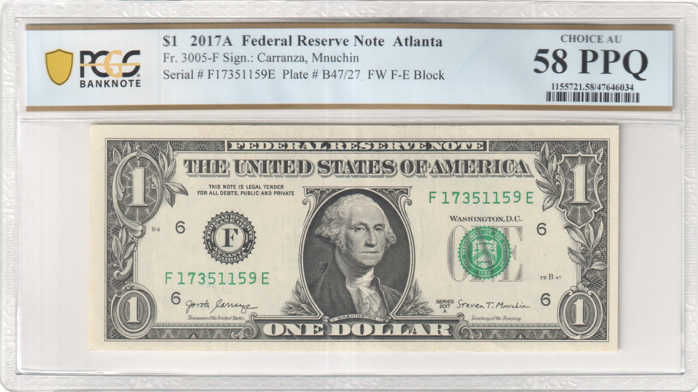 PCGS Certificate Verification Banknote Details for Cert #47646034
