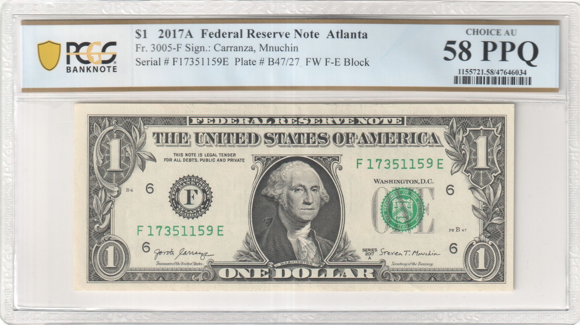 PCGS Certificate Verification Banknote Details for Cert #47646034