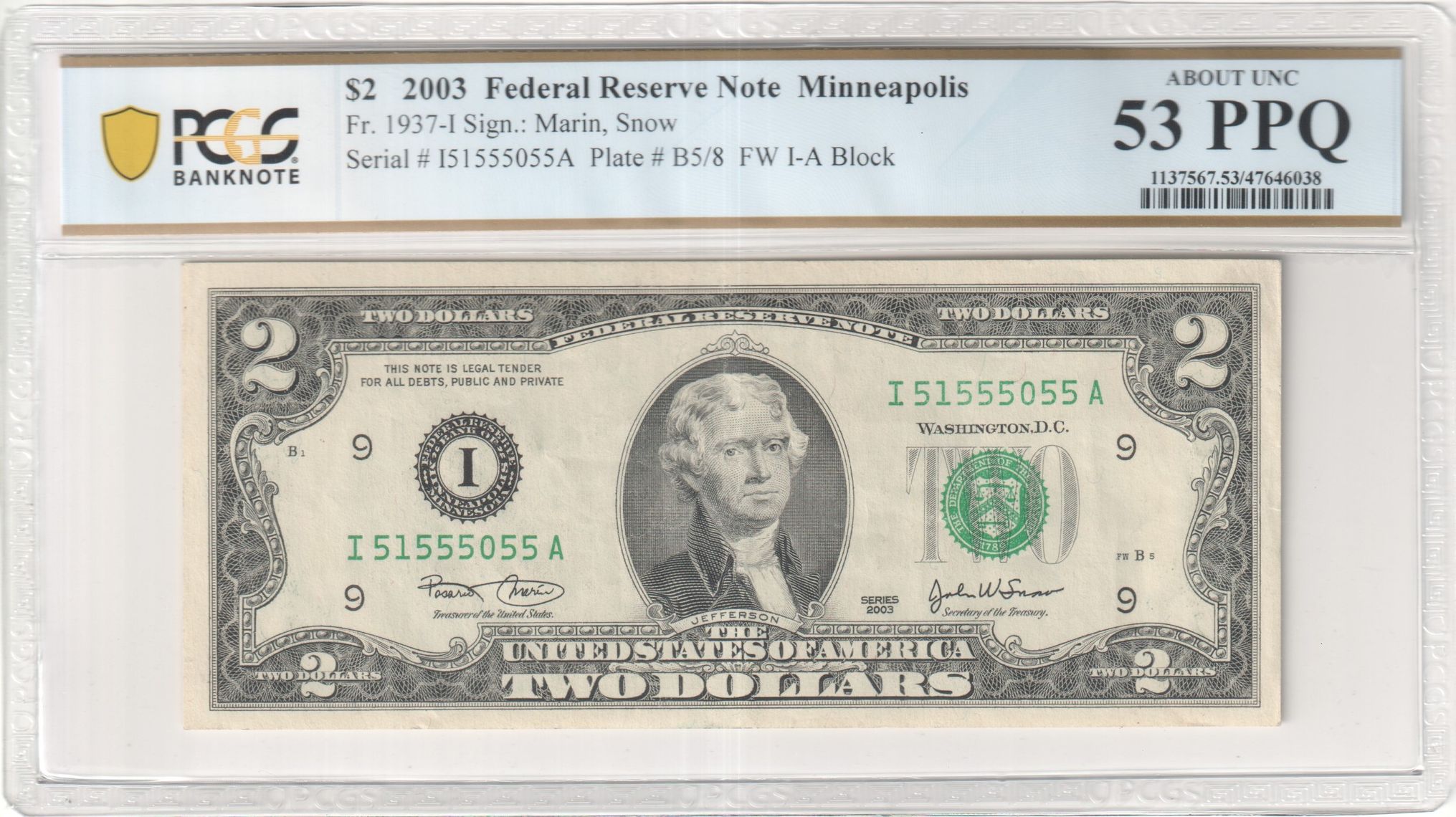 PCGS Certificate Verification Banknote Details for Cert #47646038